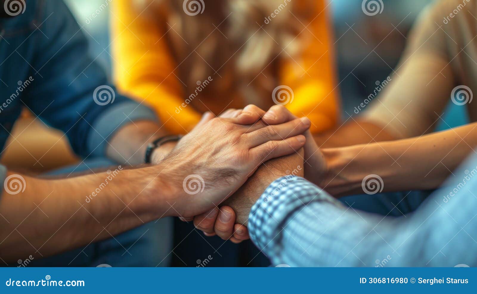 A Group of People Holding Hands Together in a Circle, AI Stock Photo ...