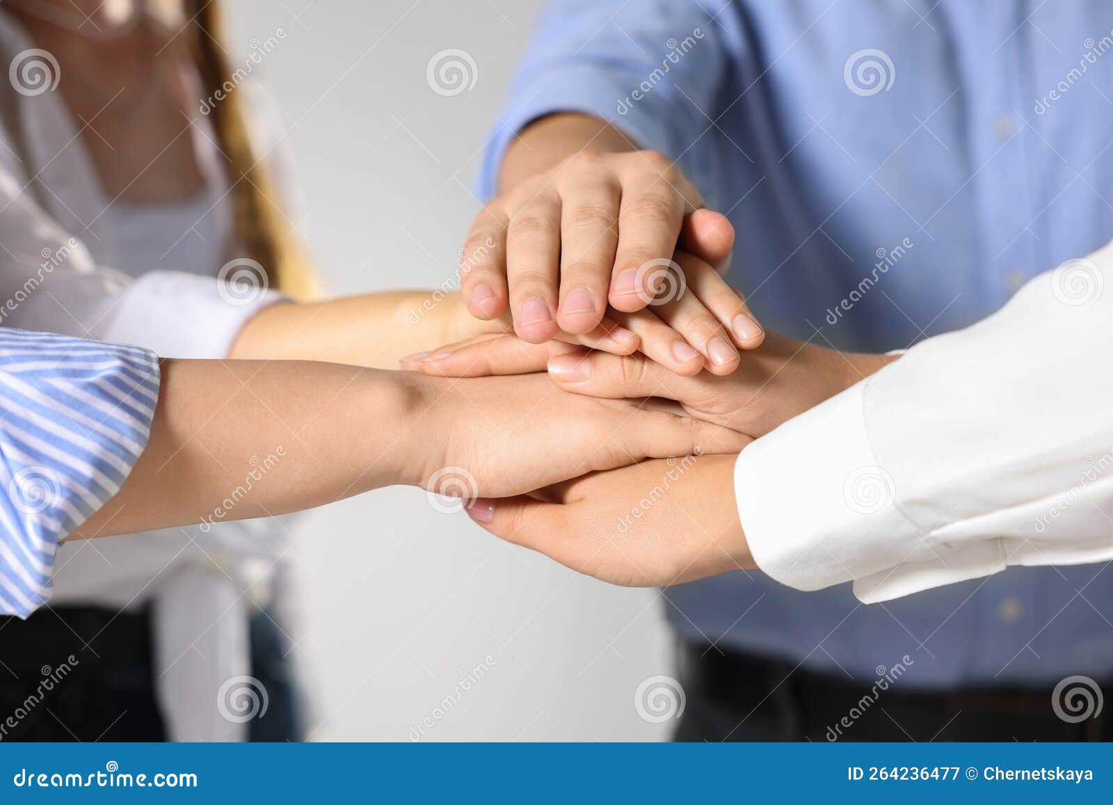 Group of People Holding Hands Together Indoors, Closeup. Unity Concept ...