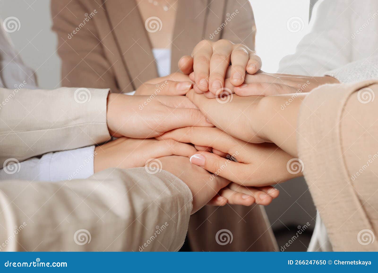 Group of People Holding Hands Together Indoors, Closeup. Unity Concept ...