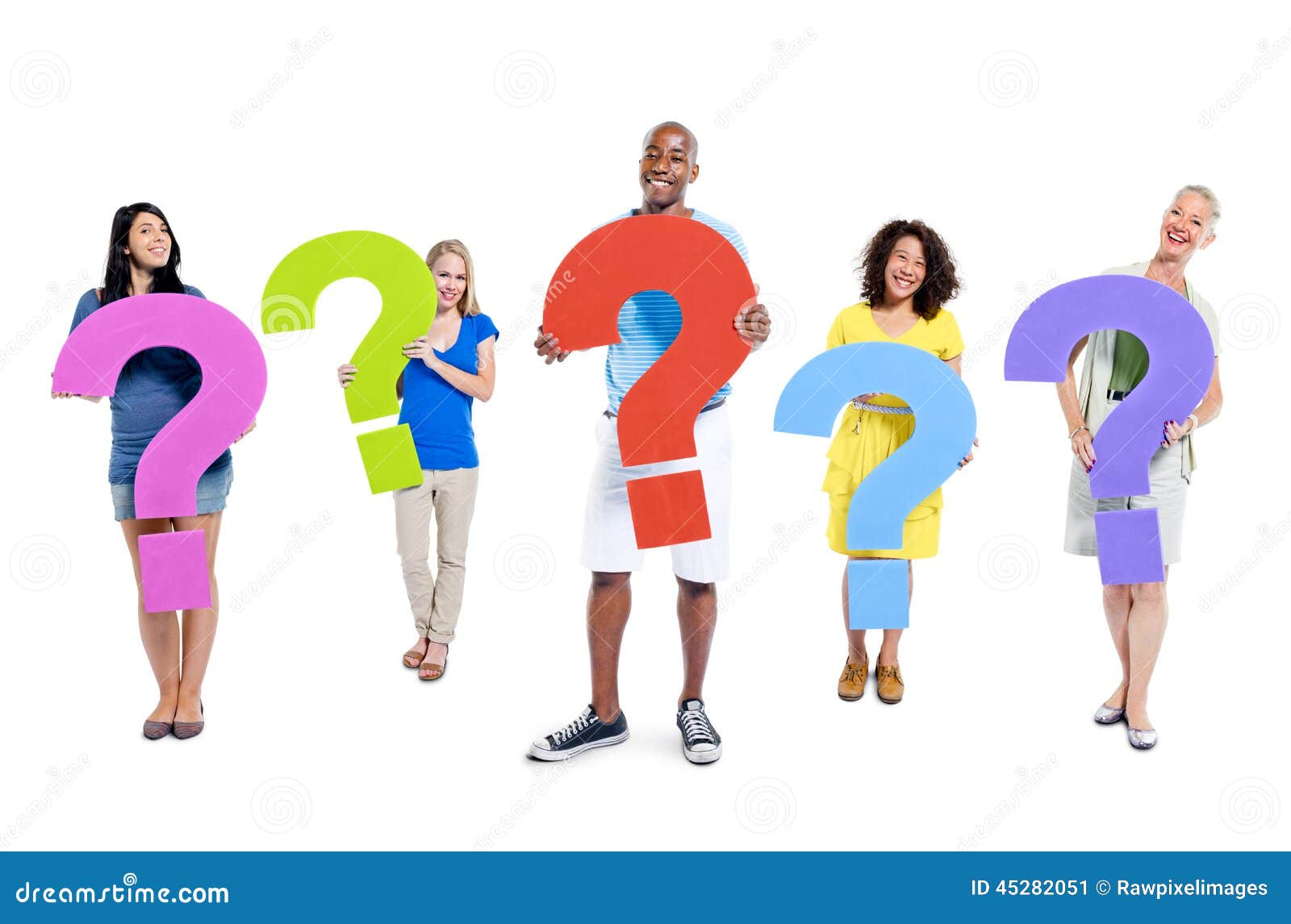 Group of People Holding Question Marks Stock Image - Image of female ...