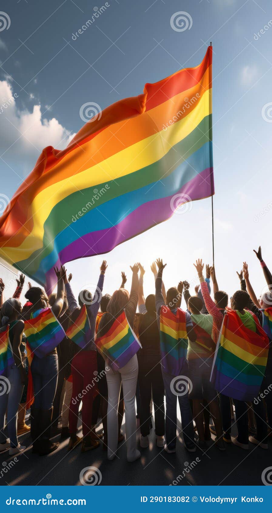 A Group of People Holding a Rainbow Flag. Generative Ai Stock ...