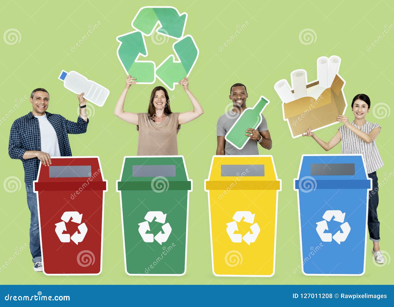 Group of People Holding Recycle Icons Stock Illustration - Illustration ...