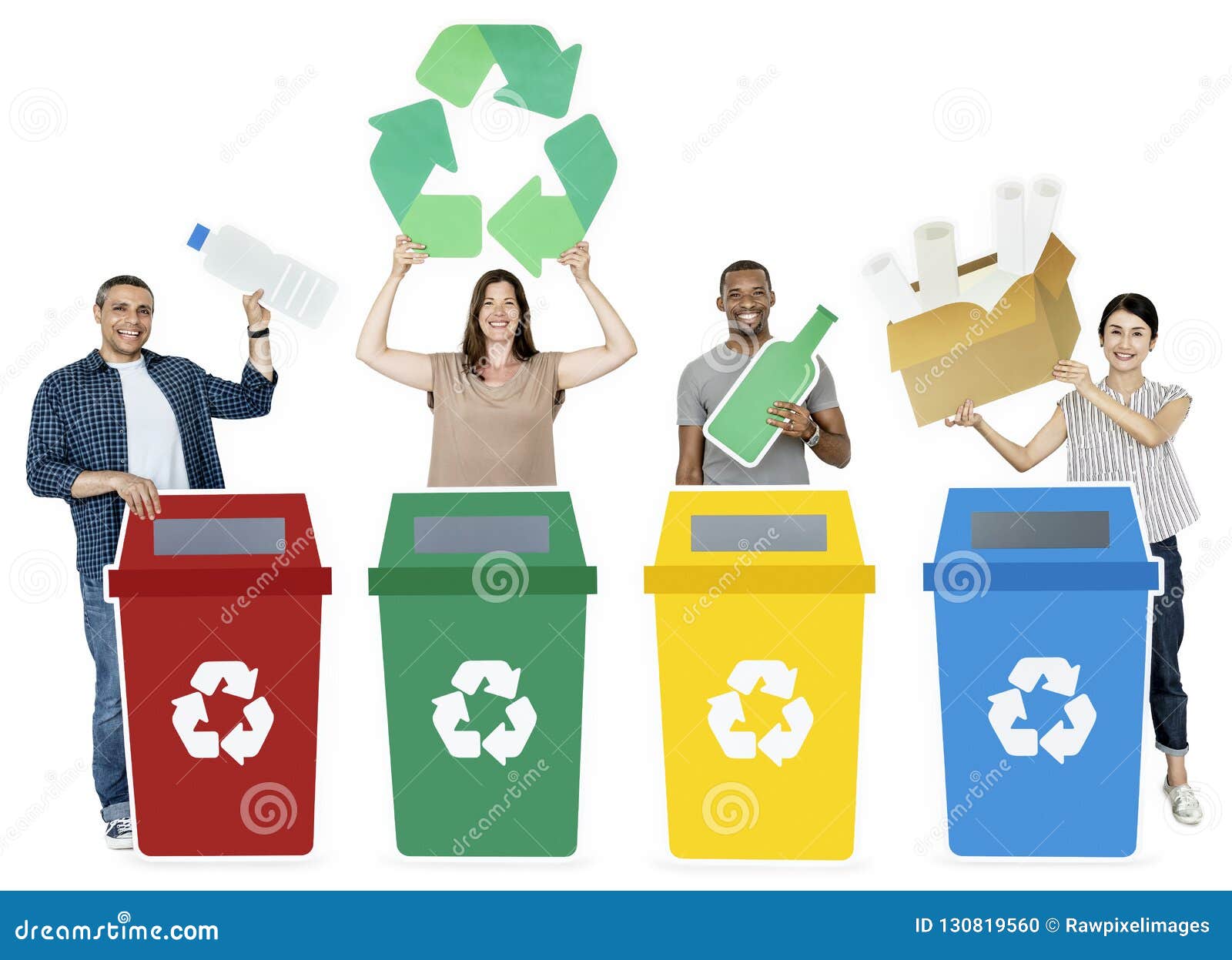 Group of People Holding Recycle Icons Stock Photo - Image of happy ...
