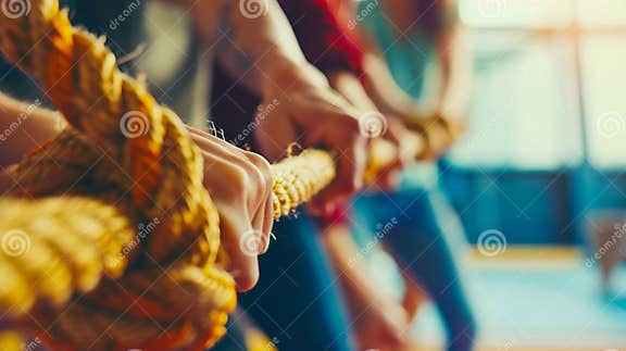 A Group of People Holding Ropes in an Office Stock Image - Image of ...