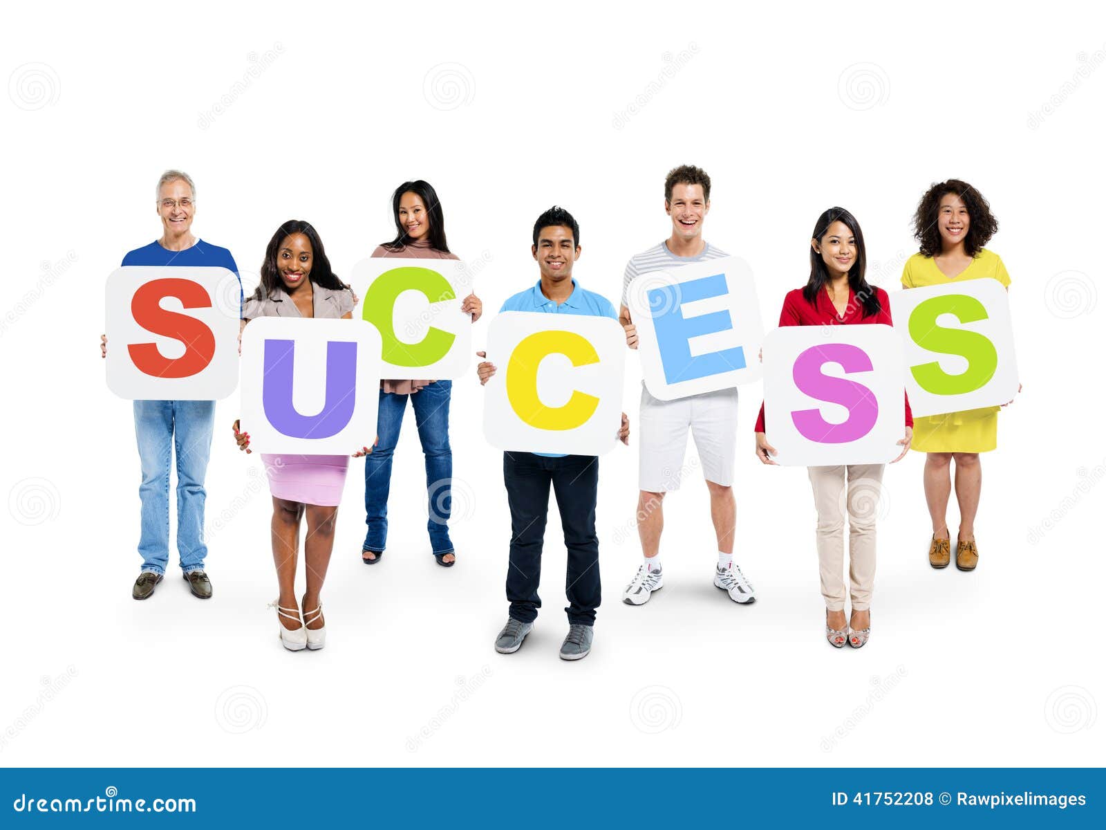 Group of People Holding Sign of Success Stock Photo - Image of male ...
