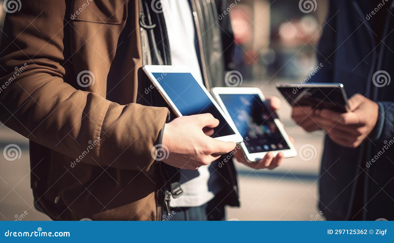 Group of People Holding Tablets in Their Hands Stock Illustration ...