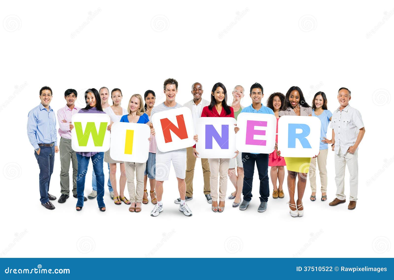 Group of People Holding Word Winner Stock Photo - Image of senior ...