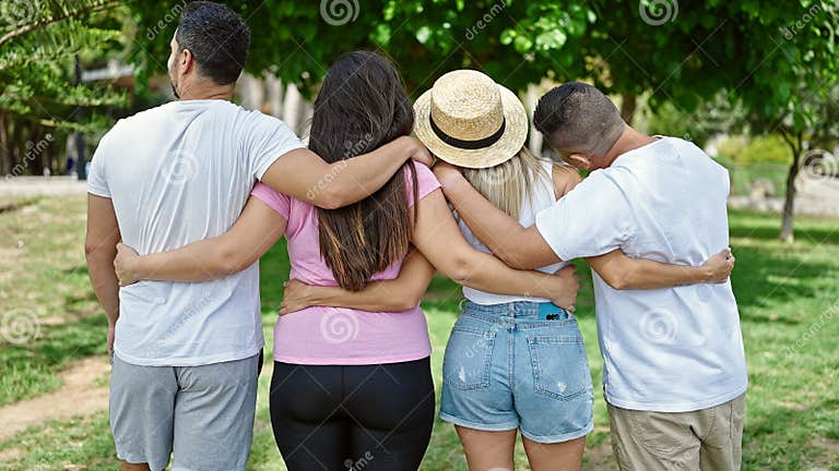 Group of People Hugging Each Other Backwards at Park Stock Image ...
