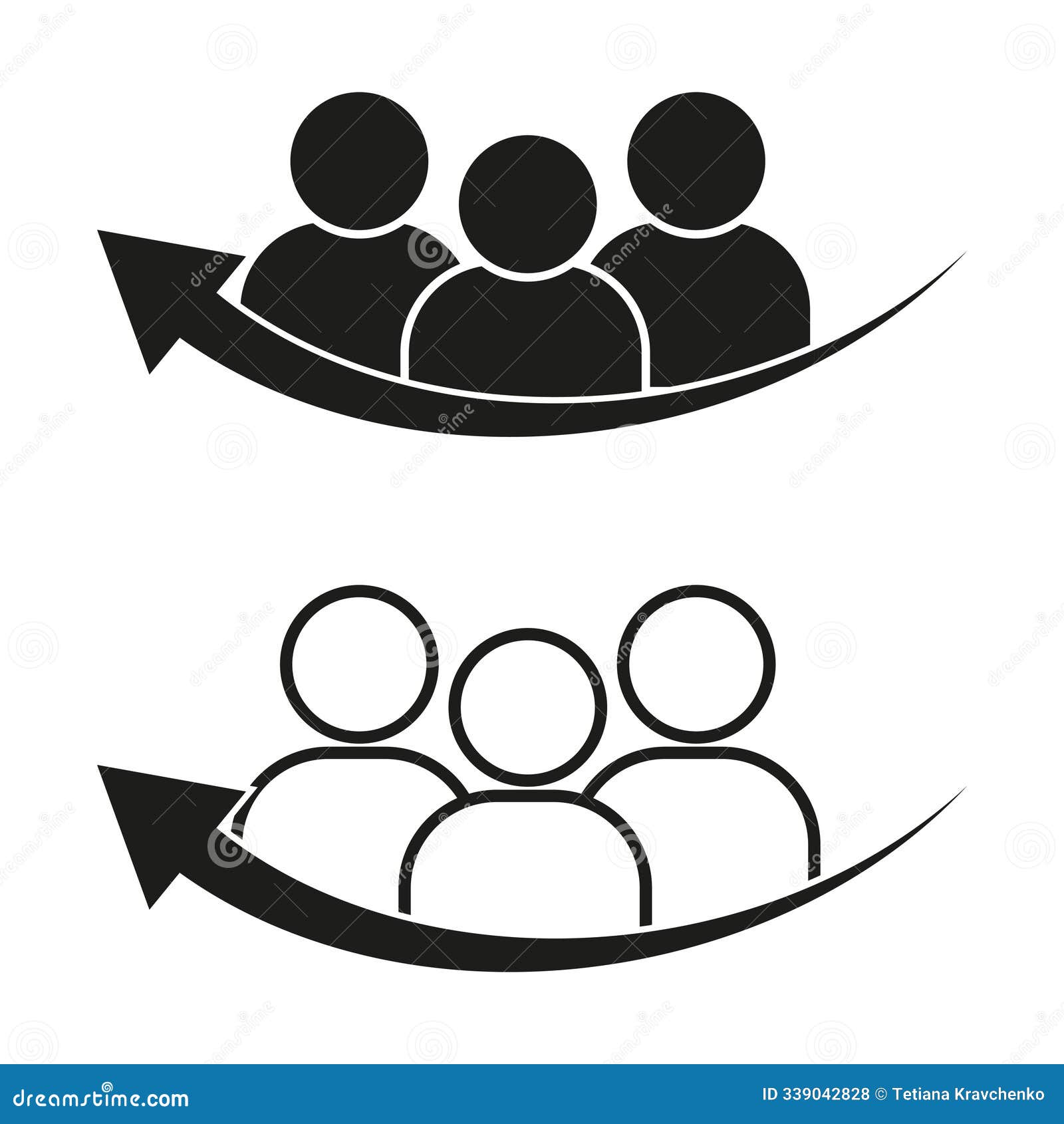 Group People Icon. Arrow Curved Design. Teamwork Concept Symbol. Black ...