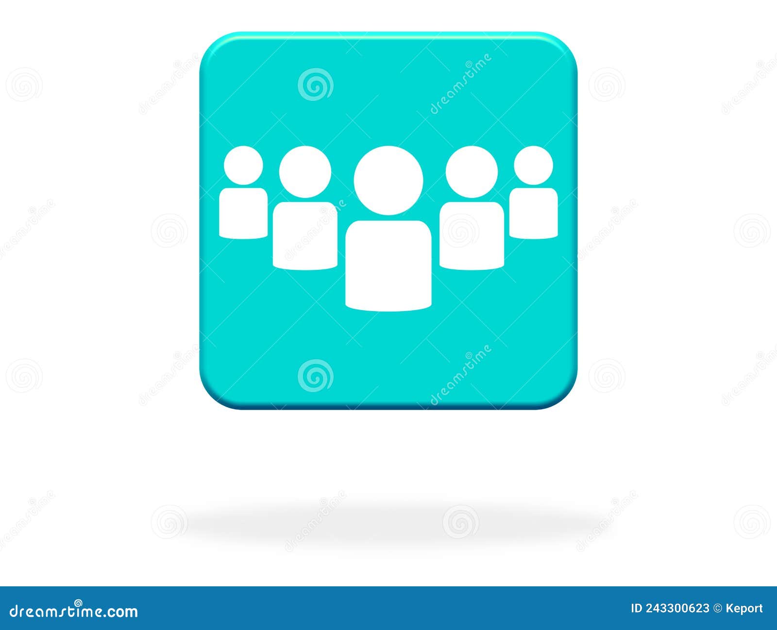 Group of People Icon on Light Blue Button with Shadow Stock ...