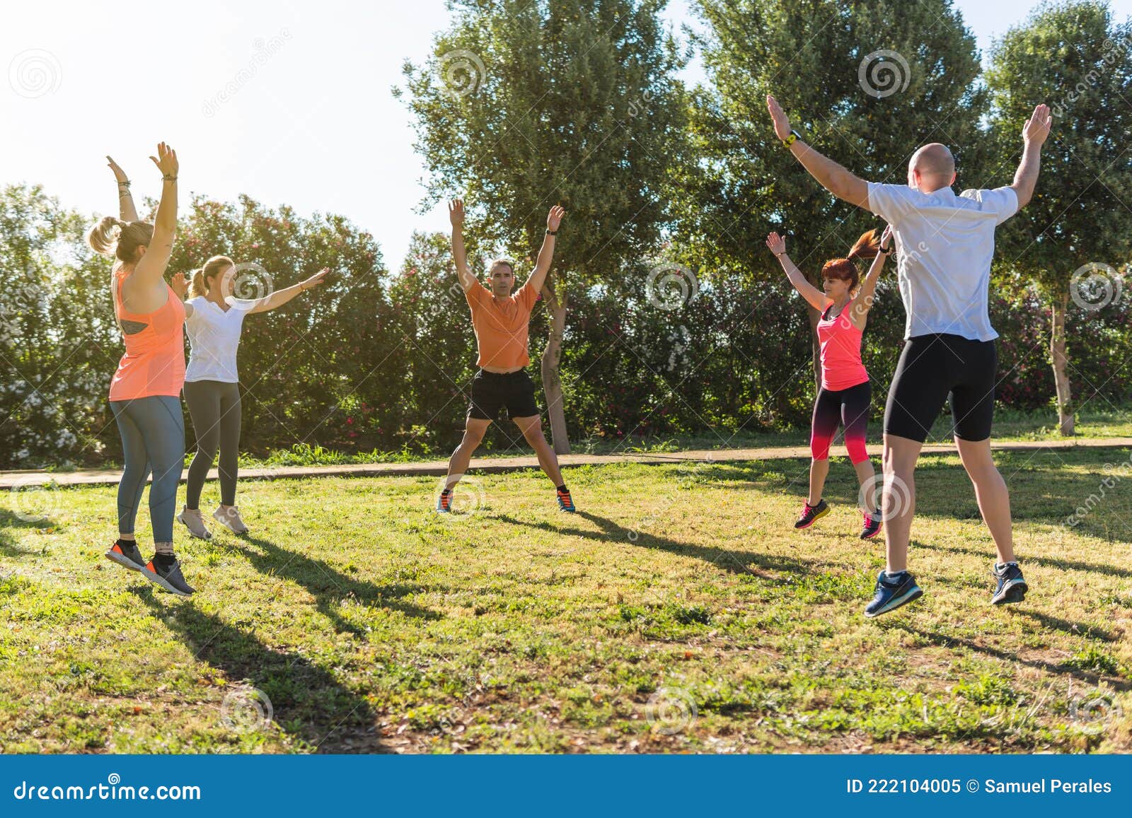 Group of People Jumping in a Personal Training Session Stock Image ...