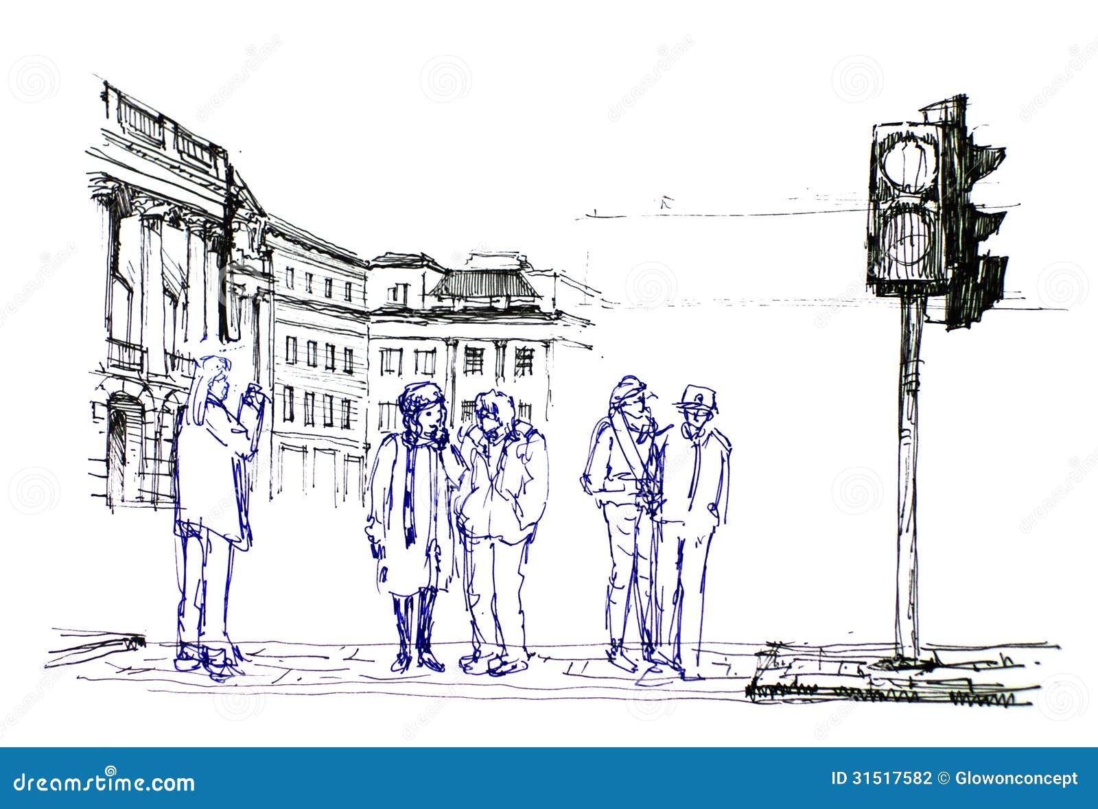 Scene of Europe drawing stock illustration. Illustration of drawn ...