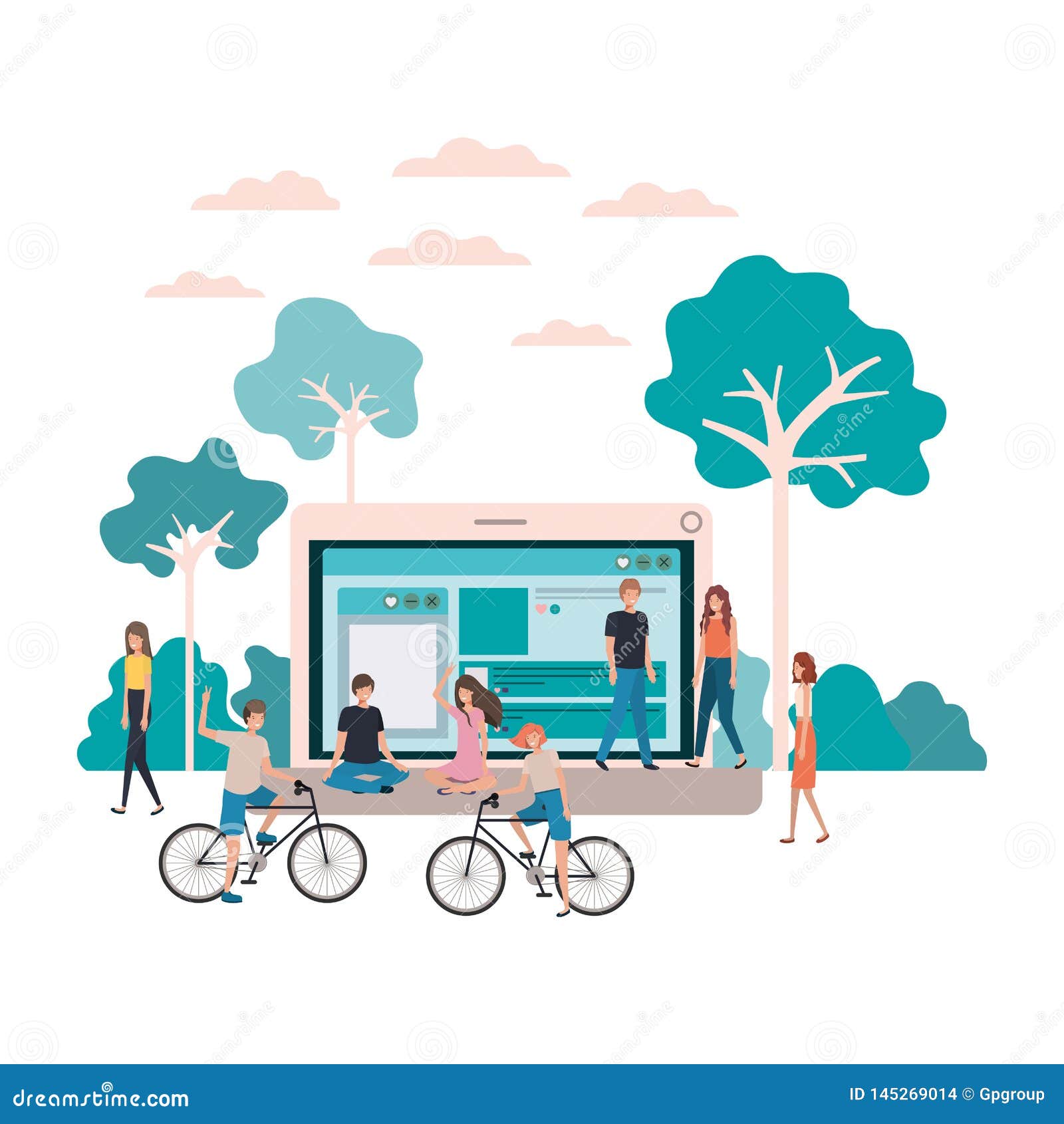 Group of People with Laptop Computer Avatar Character Stock Vector ...