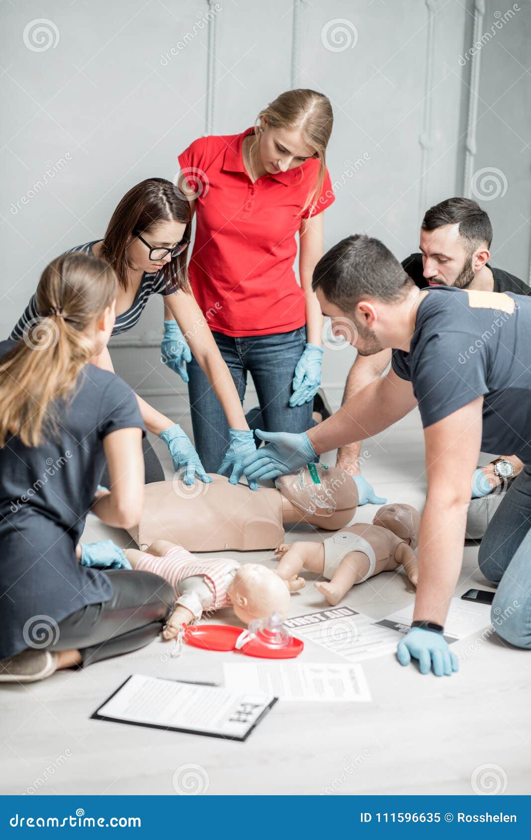 First aid training stock image. Image of compression - 111596635