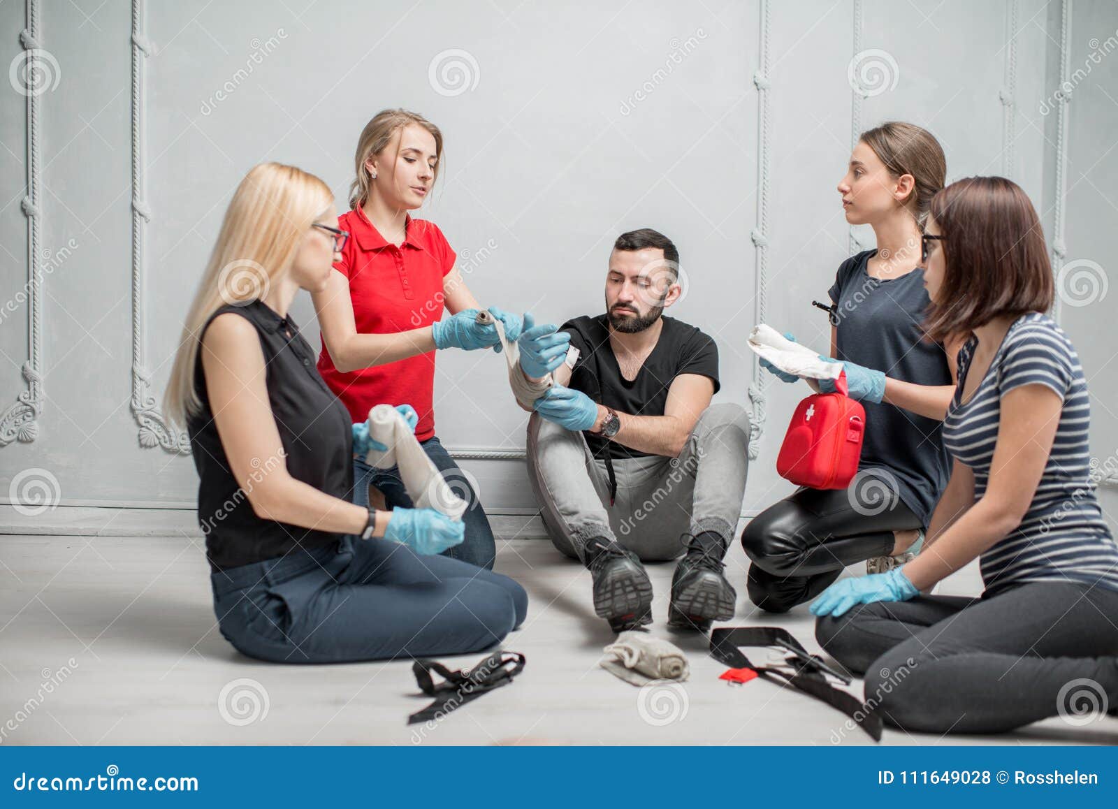 First aid training stock photo. Image of injury, equipment - 111649028