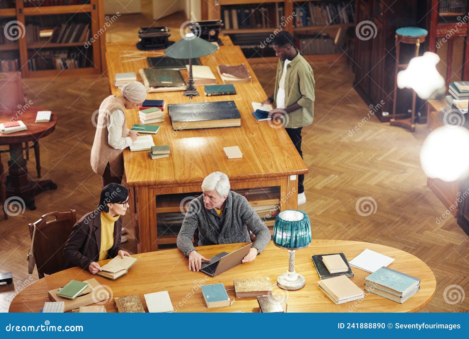 Group of People in Library High Angle Stock Photo - Image of lifestyles ...