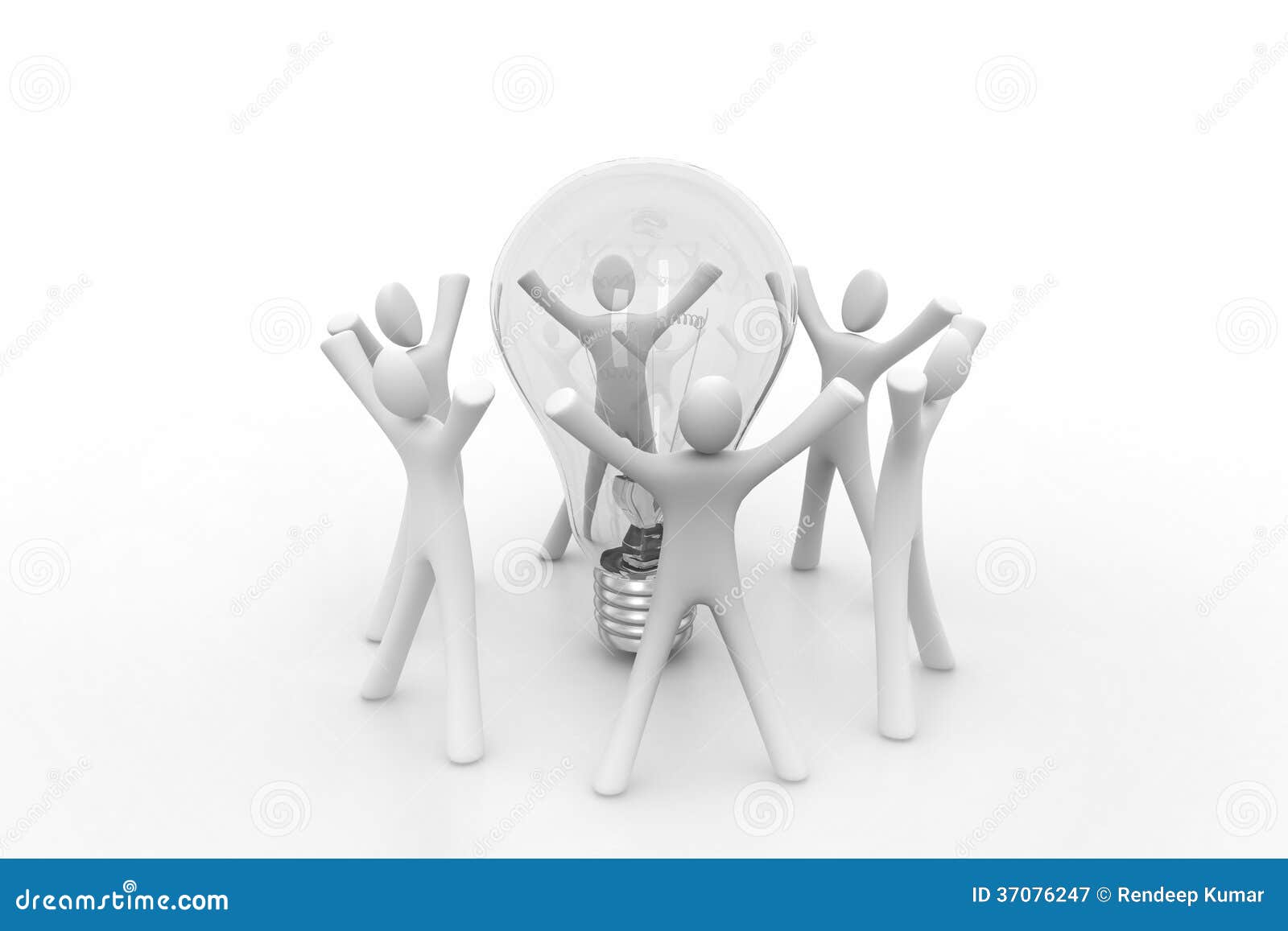 Group of People and Light Bulb Stock Illustration - Illustration of ...
