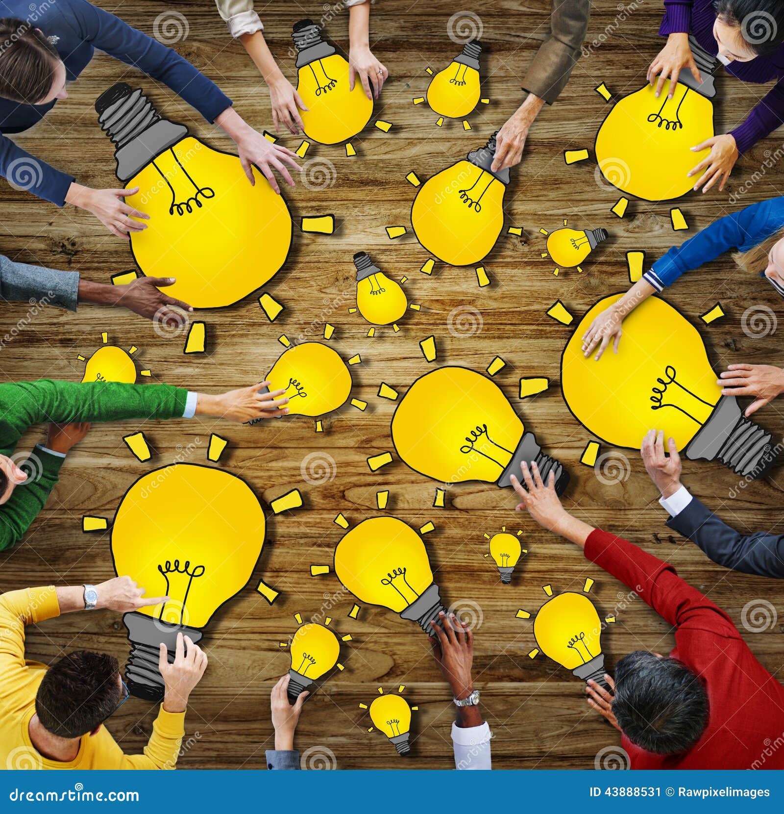 Group of People with Light Bulb Symbol Stock Illustration ...
