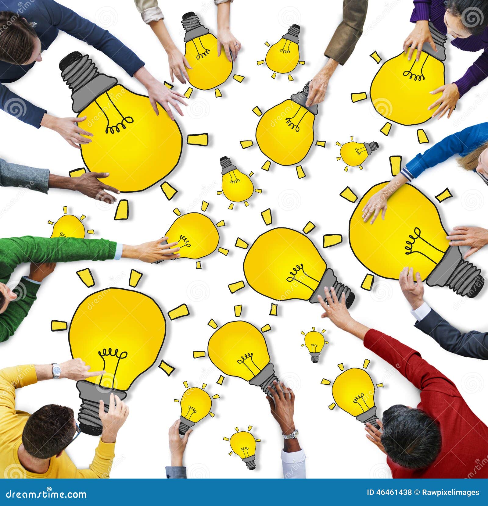 Group of People with Light Bulb Symbol Stock Illustration ...