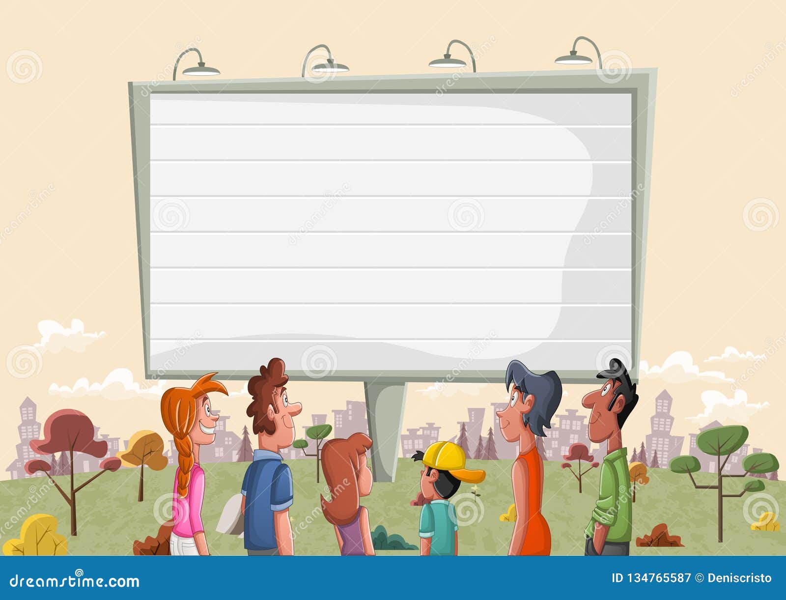 Group of People Looking at Big Billboard. Ad Sign Stock Vector ... Group of People Looking at Big Billboard. Ad Sign Stock Vector ...