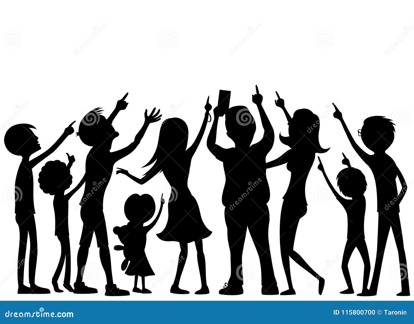 Group of People Looking Up. Stock Vector - Illustration of family ...
