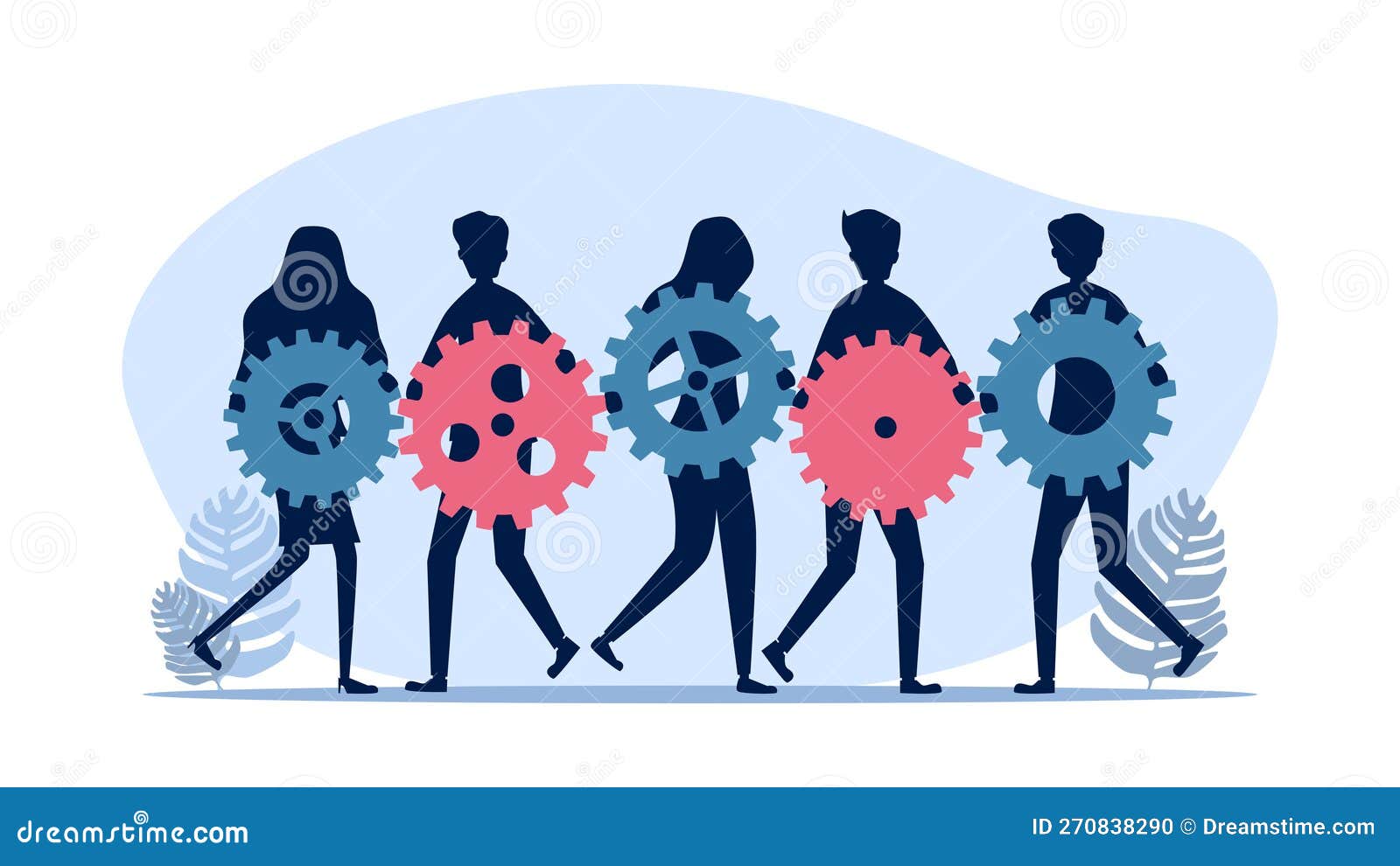 Group of People Made Colorful Chains of Cogs. Creative Team ...