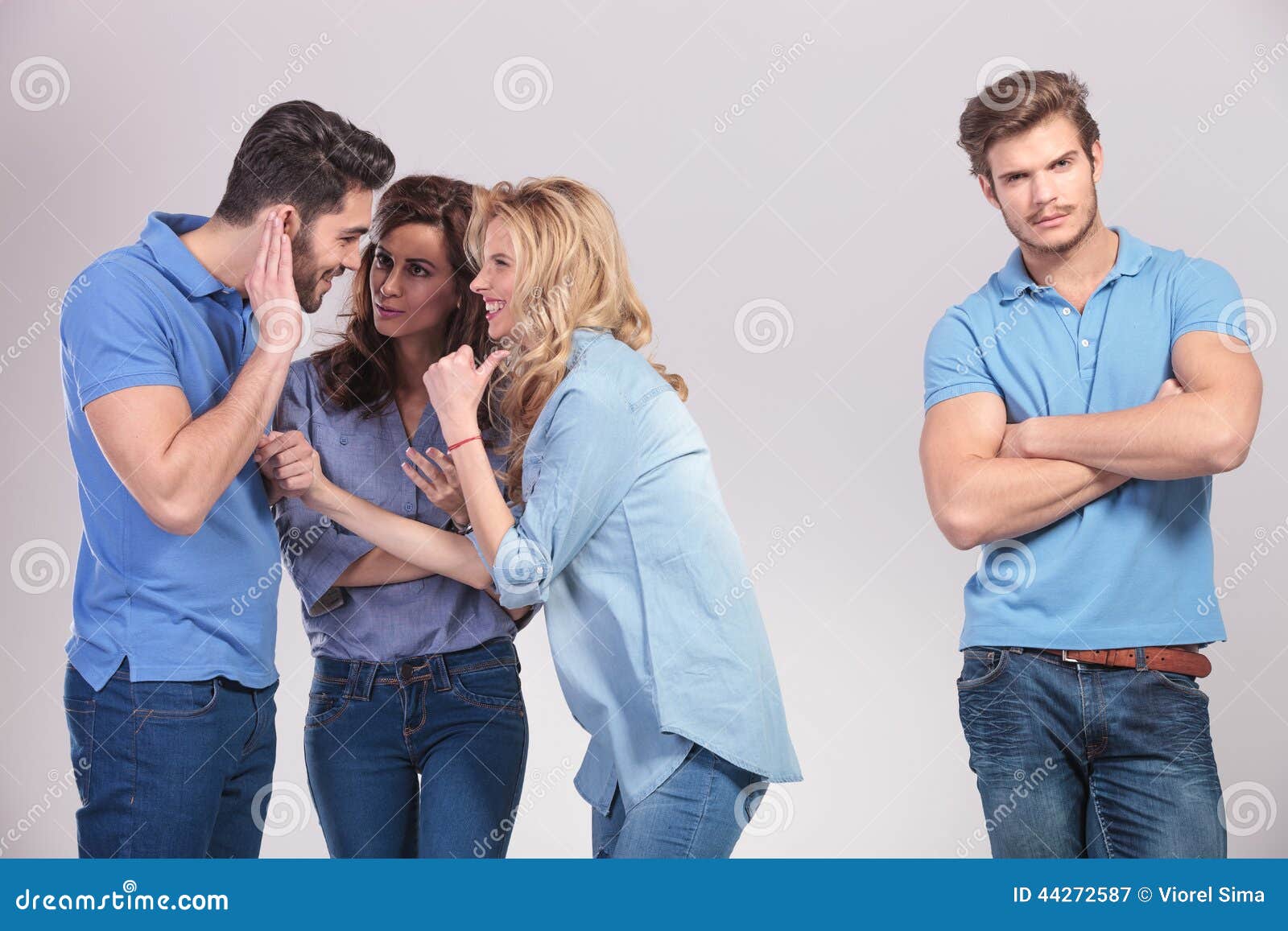 Group Of People Making Fun And Gossip About Their Friend Stock Photo ...