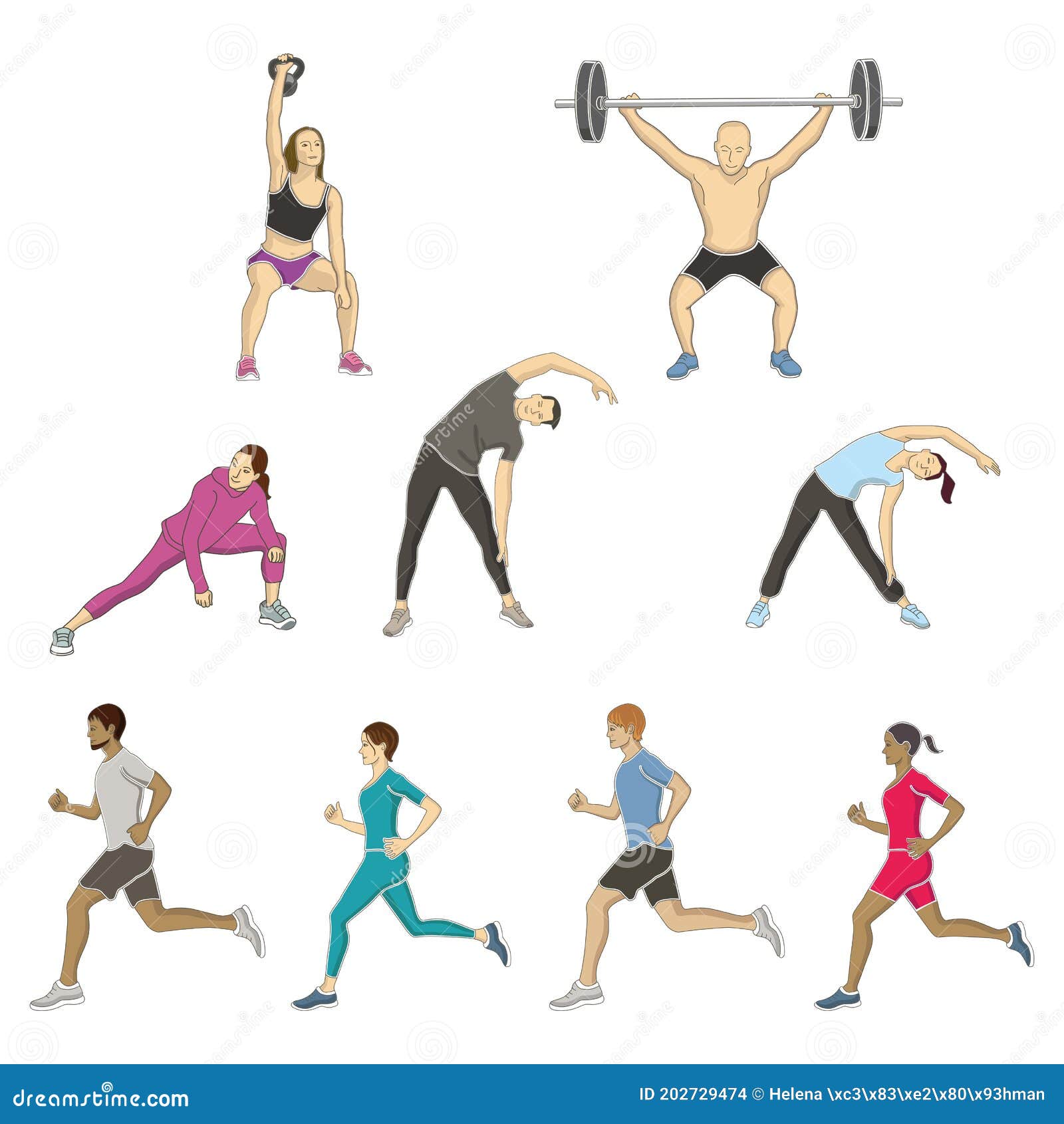Group of People Making Sports Stock Vector - Illustration of female ...