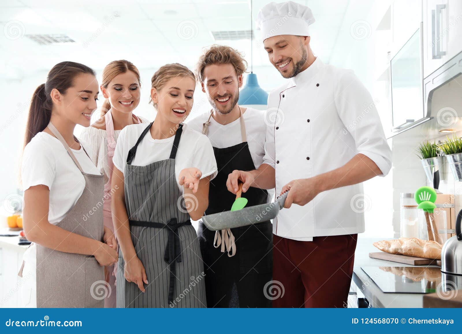 Group of People and Male Chef Stock Photo - Image of female, chef ...