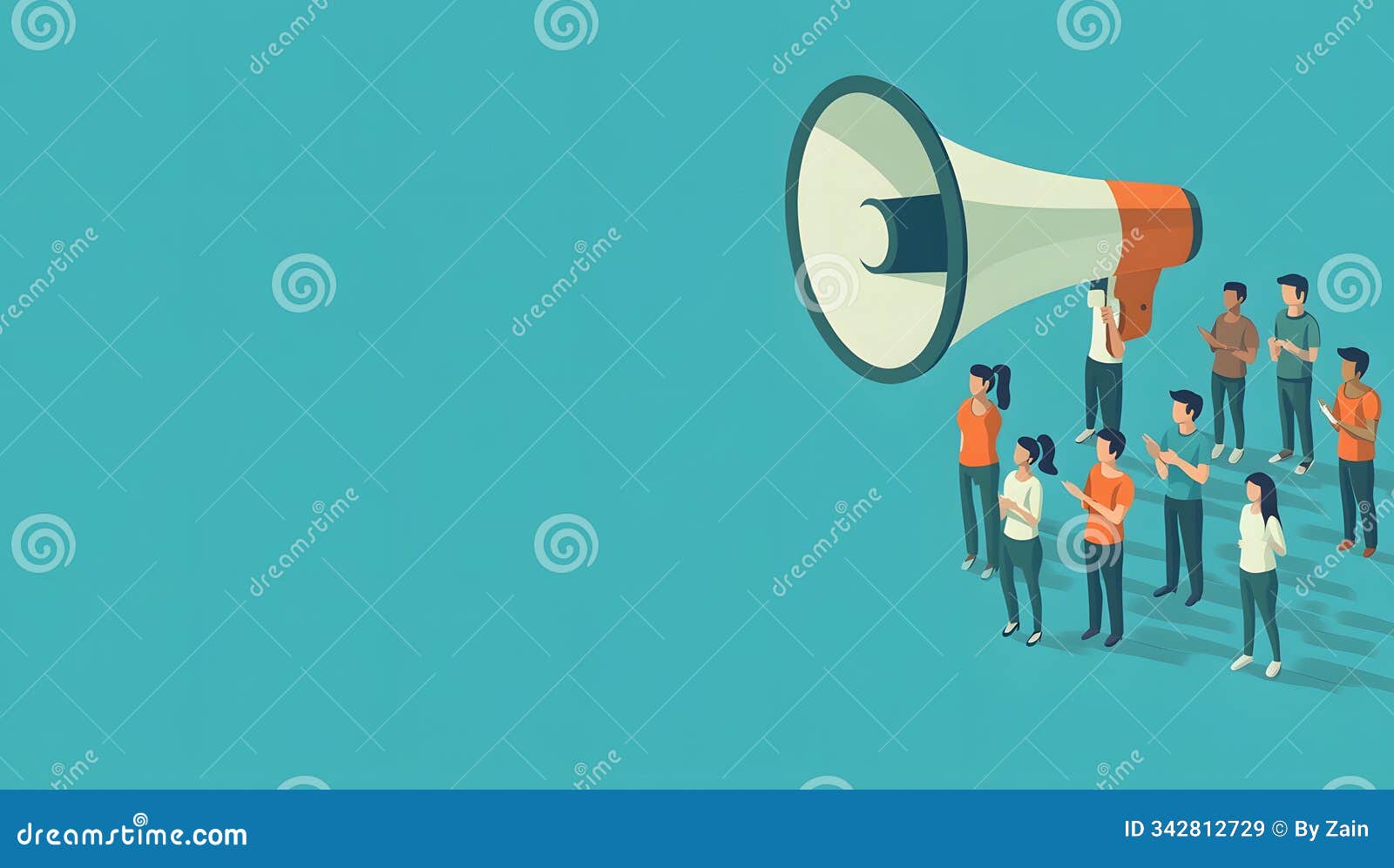 Group of People with Megaphone for Announcement Public Communication ...