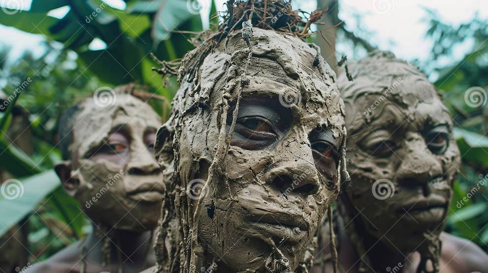 A Group of People with Muddy Faces, Likely after Playing in the ...