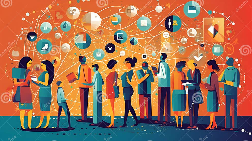 Abstract Representation of Connecting People and Social Media Stock ...
