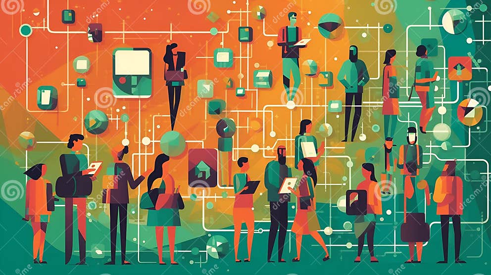 Abstract Representation of Connecting People and Social Media Stock ...