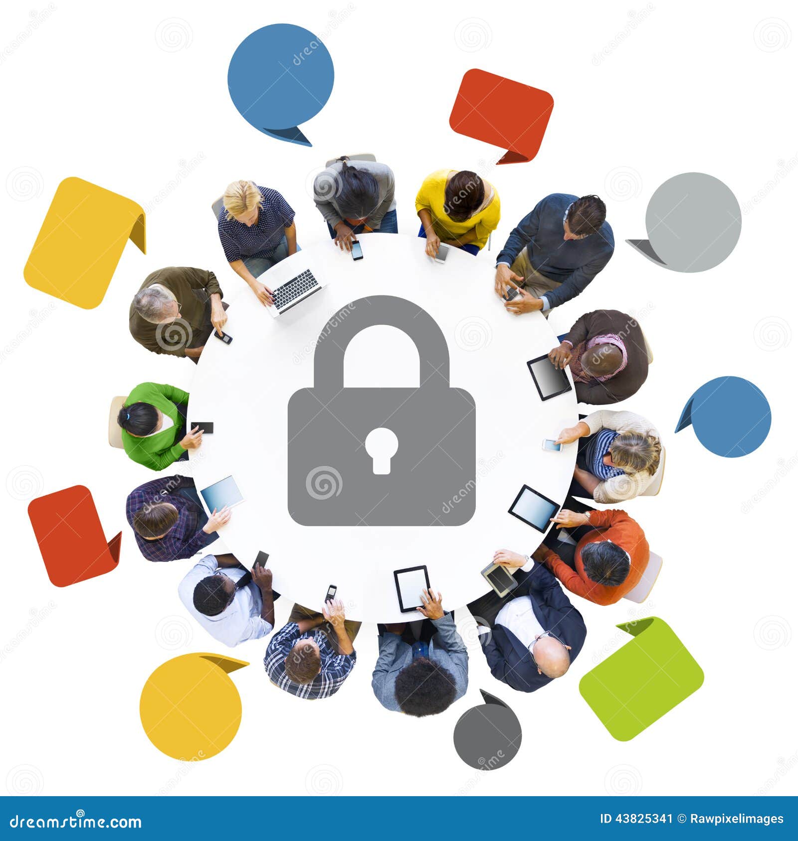 Group of People with Network Security Concept Stock Image - Image of ...