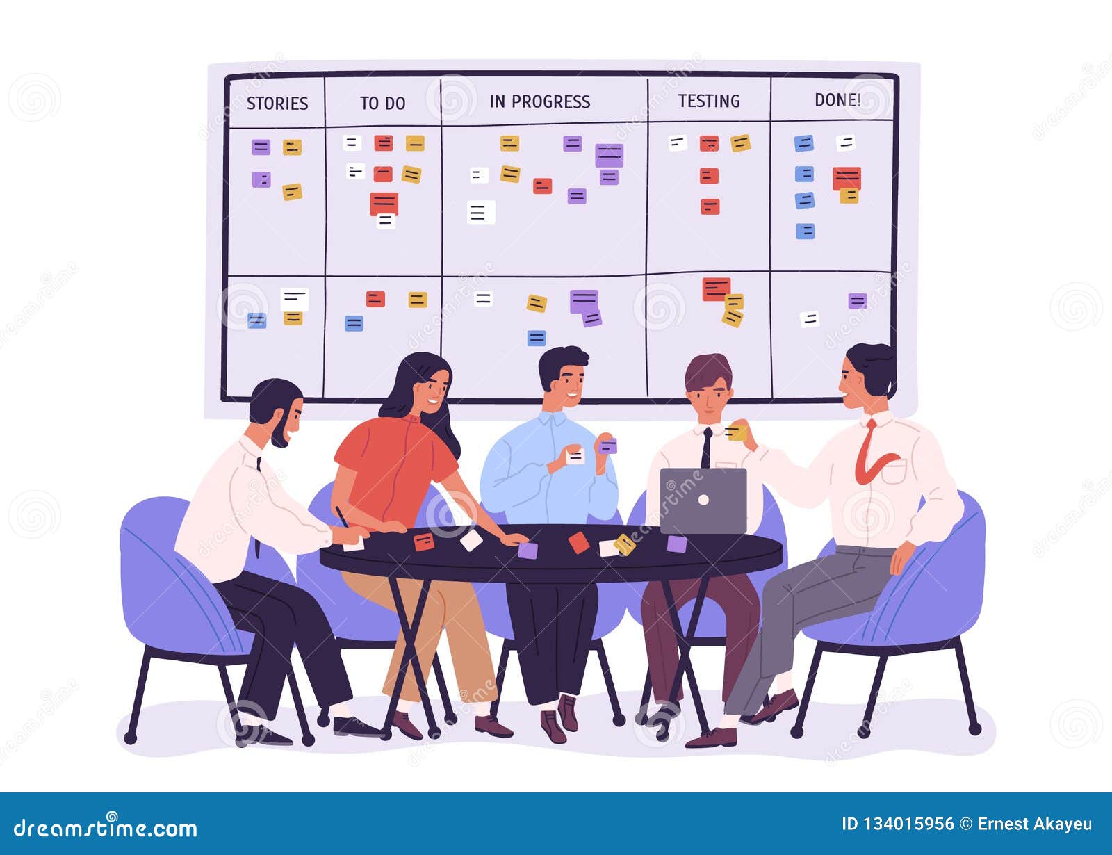 Scrum Task Kanban Board With Sticky Notes. Cartoon Vector ... Scrum Task Kanban Board With Sticky Notes. Cartoon Vector ...