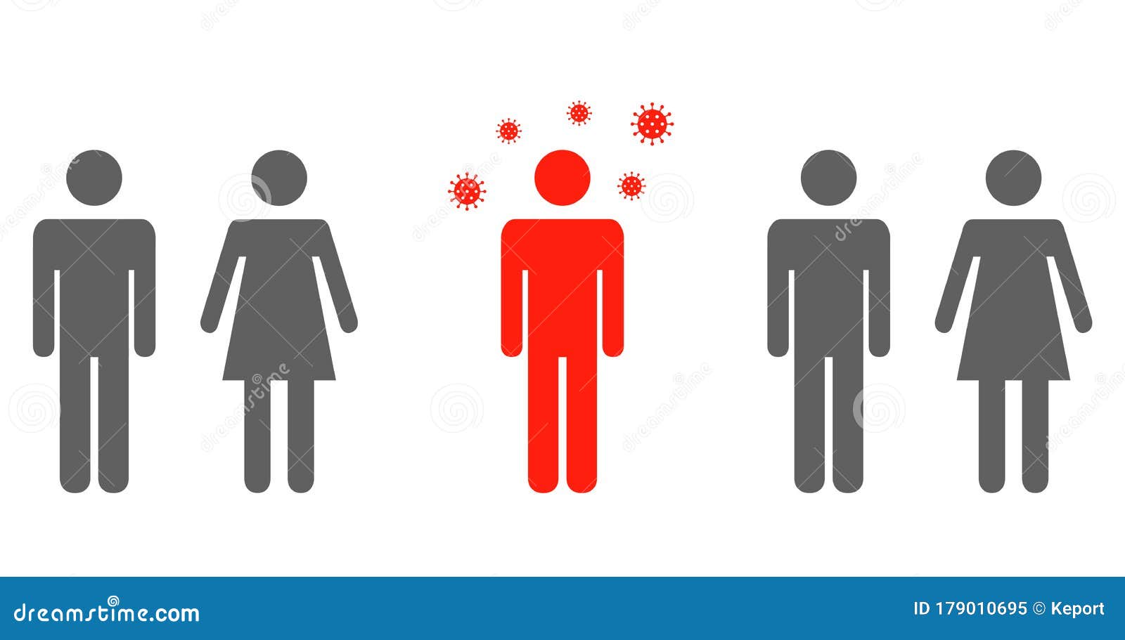 Group of People with One Coronavirus Infected Person Stock Illustration ...