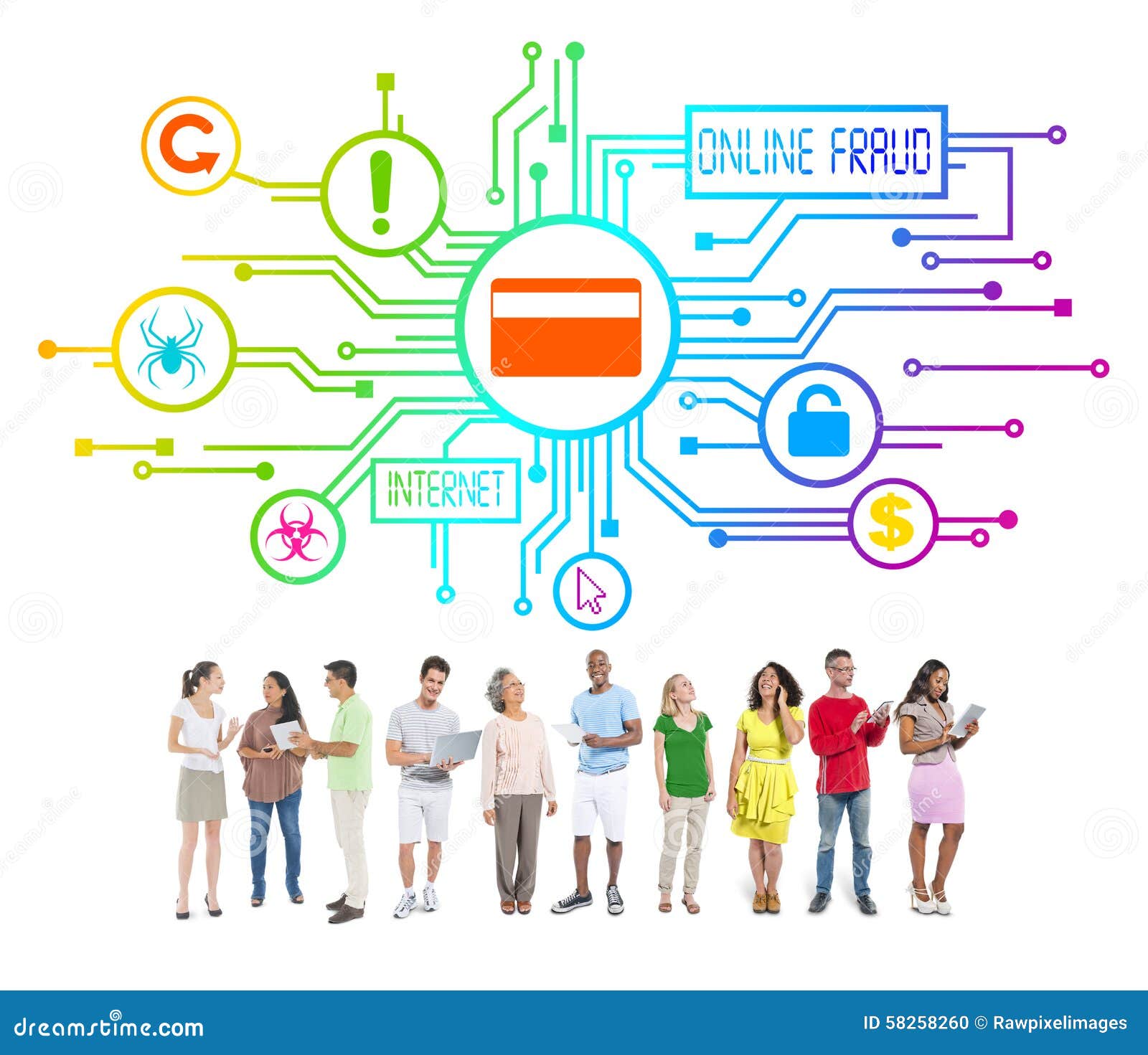 Group of People with Online Fraud Concept Stock Photo - Image of asian ...