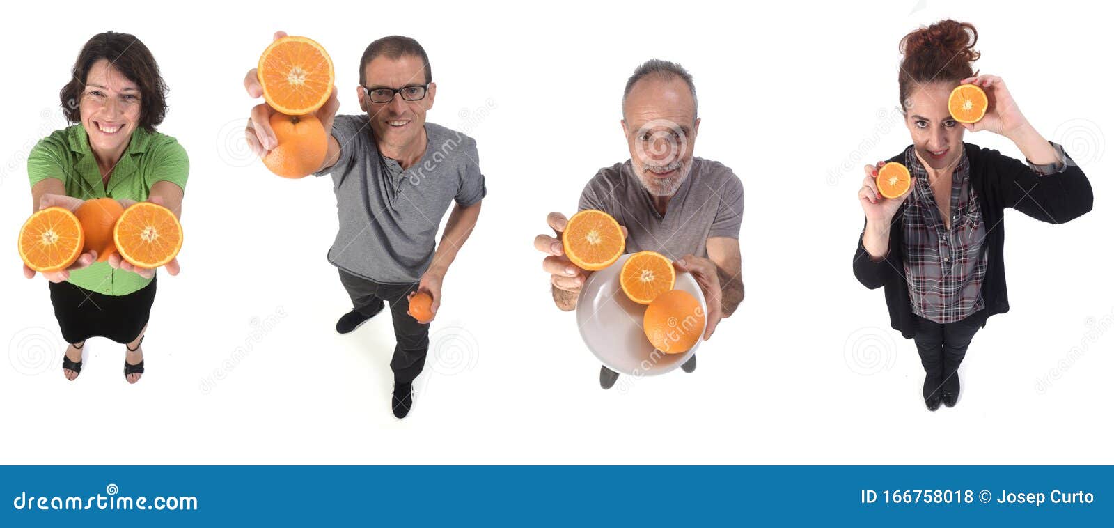 Group of People with Orange on White Background Stock Photo - Image of ...