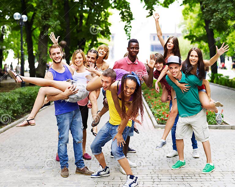 Group of people outdoors. stock photo. Image of couple - 21437398