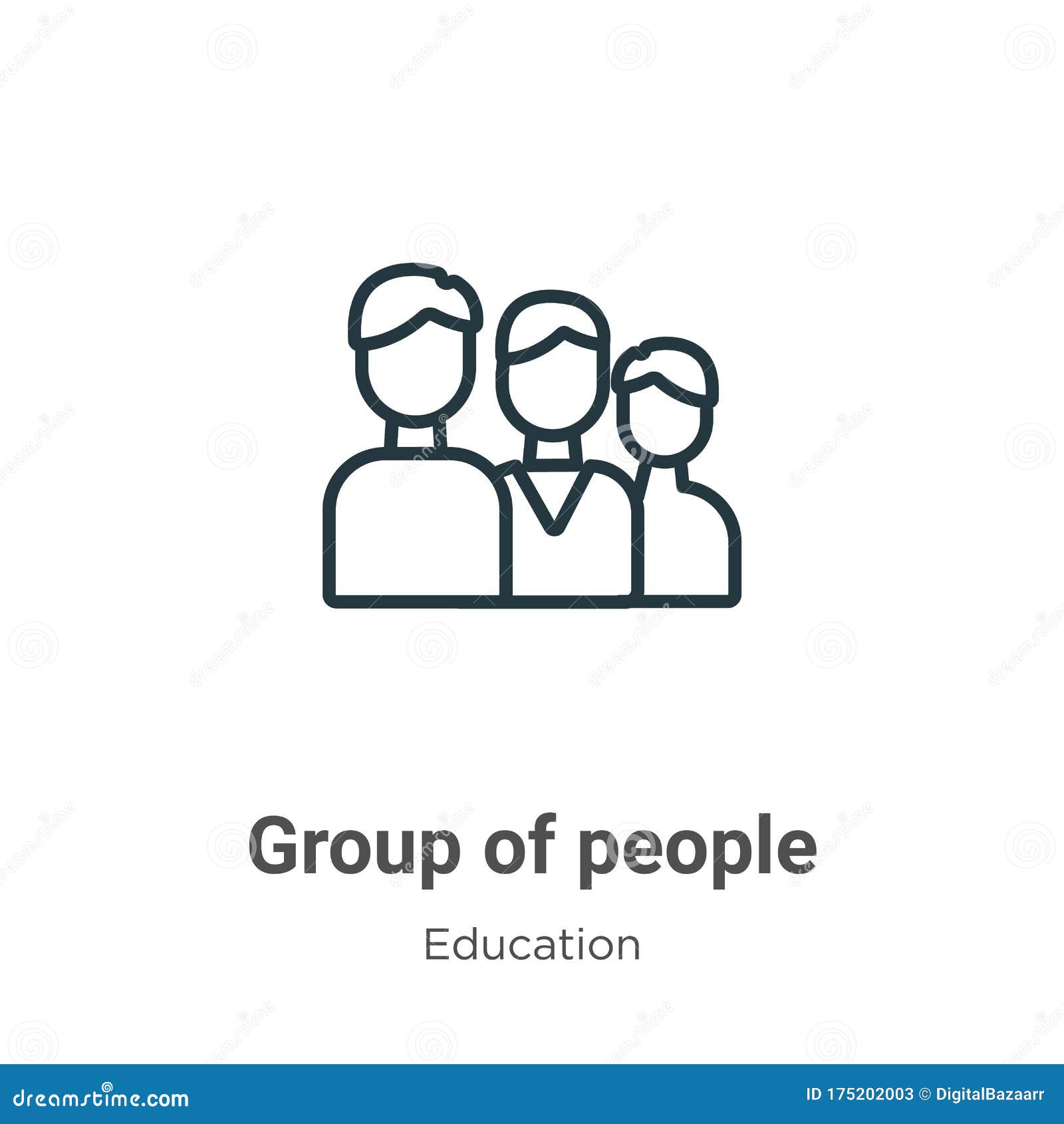Group Of People Outline Vector Icon Thin Line Black Group Of People