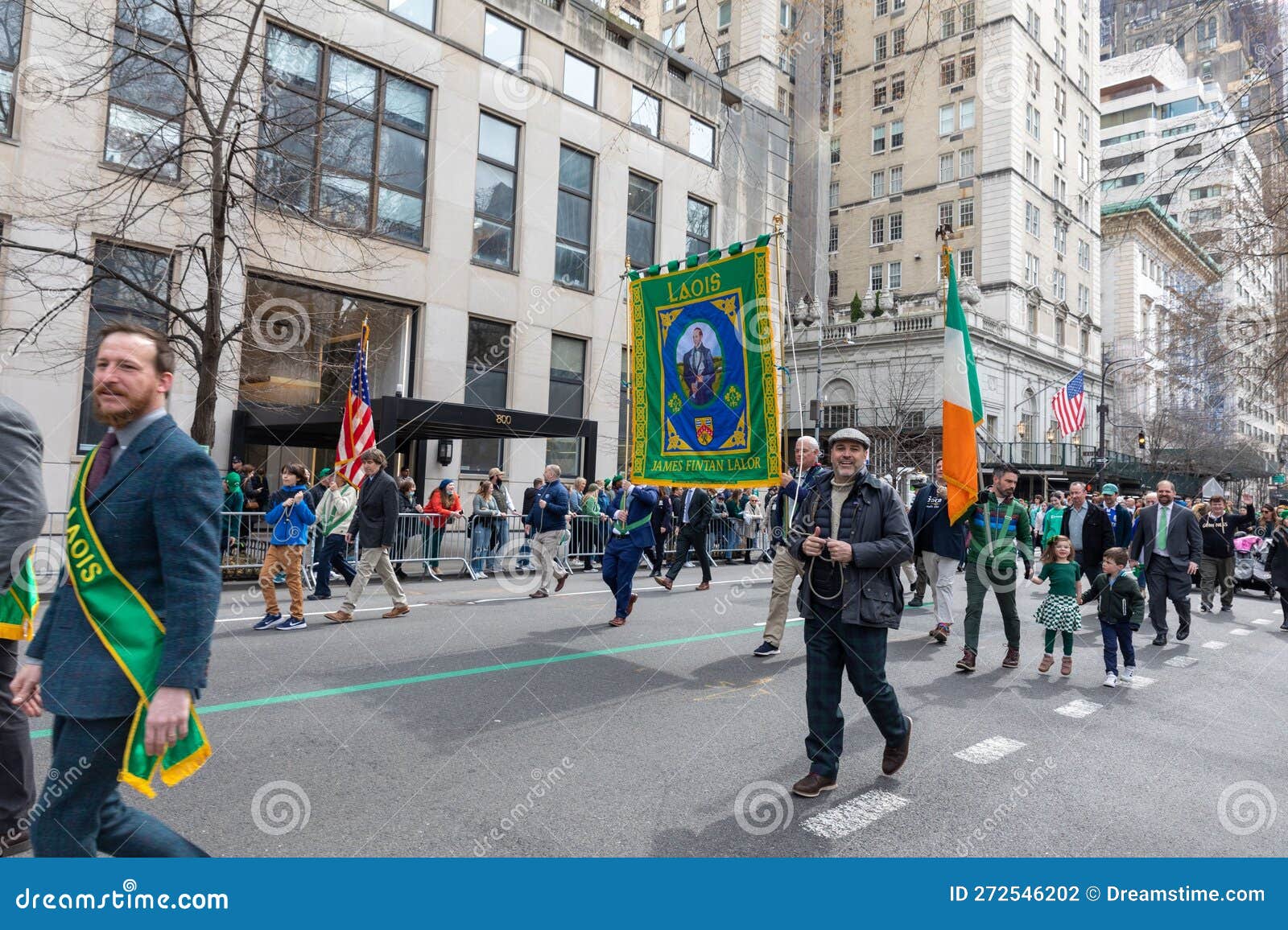 Group of People Parading and Celebrating Saint Patrick S Day with Flags ...