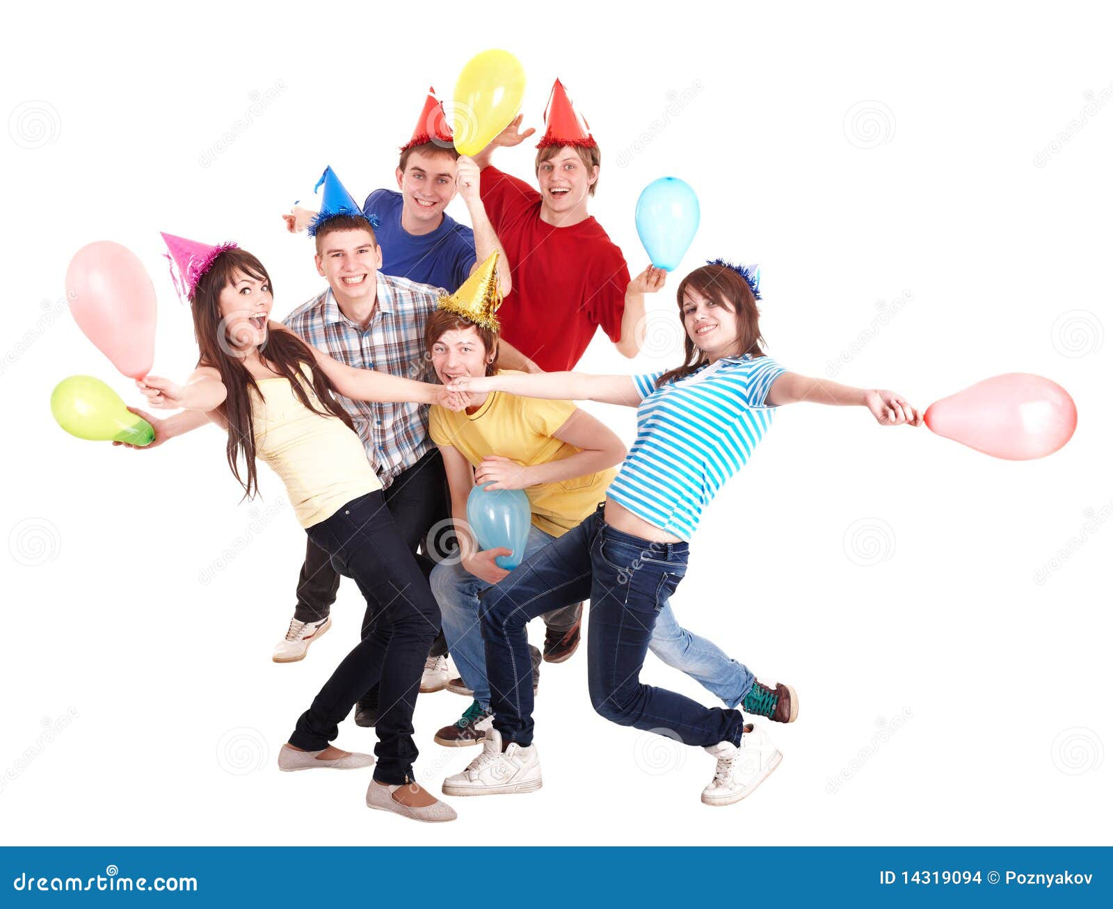 Group of People in Party Hat. Stock Photo - Image of person, crowd ...