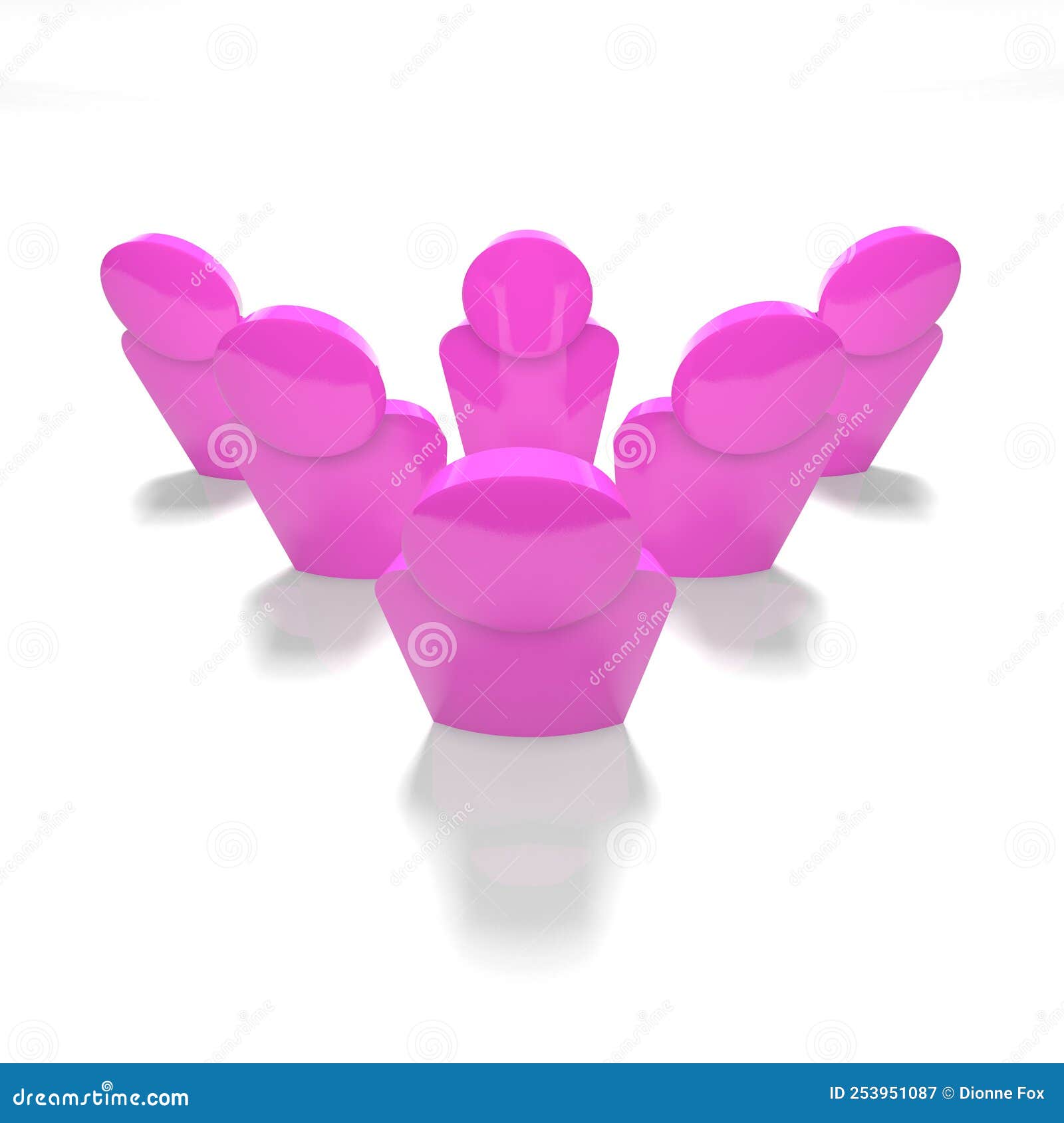 Group of People in Pink, 3D Rendered Stock Illustration - Illustration ...