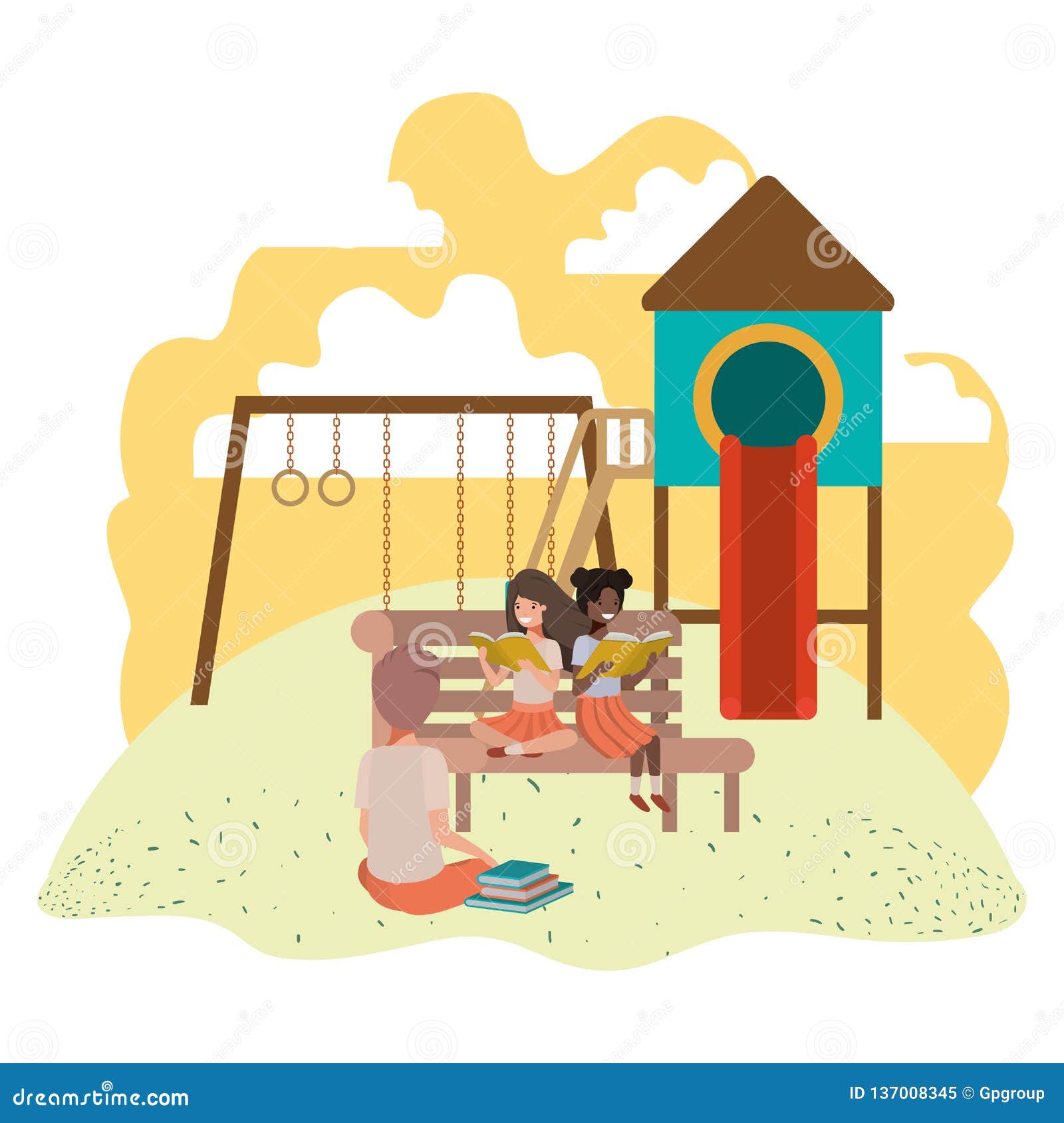 Group of People in Playground Avatar Character Stock Vector ...