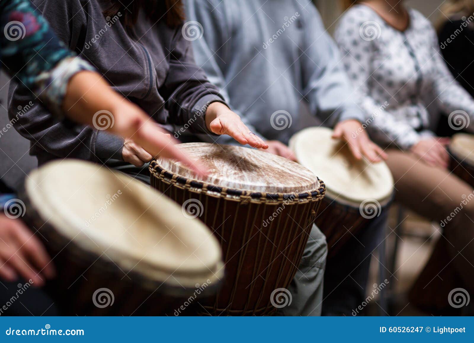 Group of People Playing on Drums Stock Image - Image of hand, copy ...