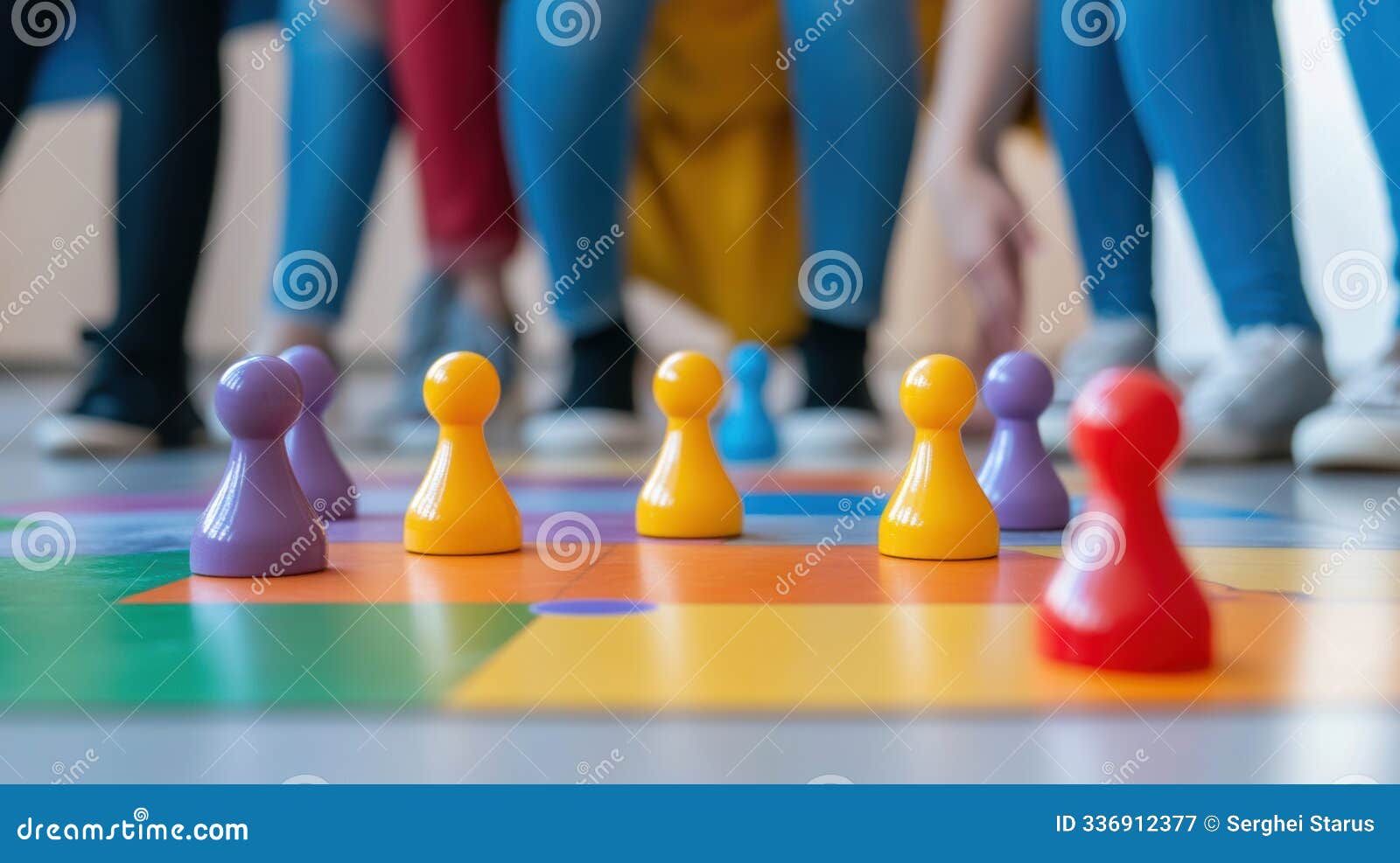 A Group of People Playing a Game with Colored Plastic Pieces, AI Stock ...