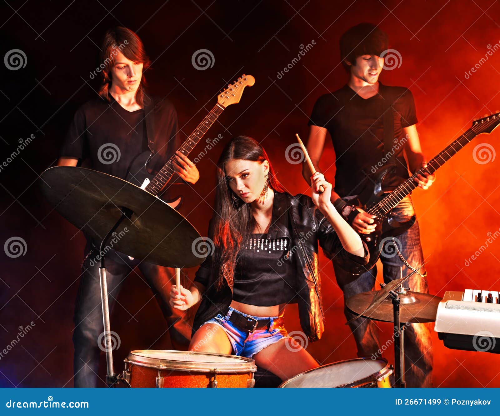 Group People Playing Guitar. Stock Image - Image of festival, drum ...