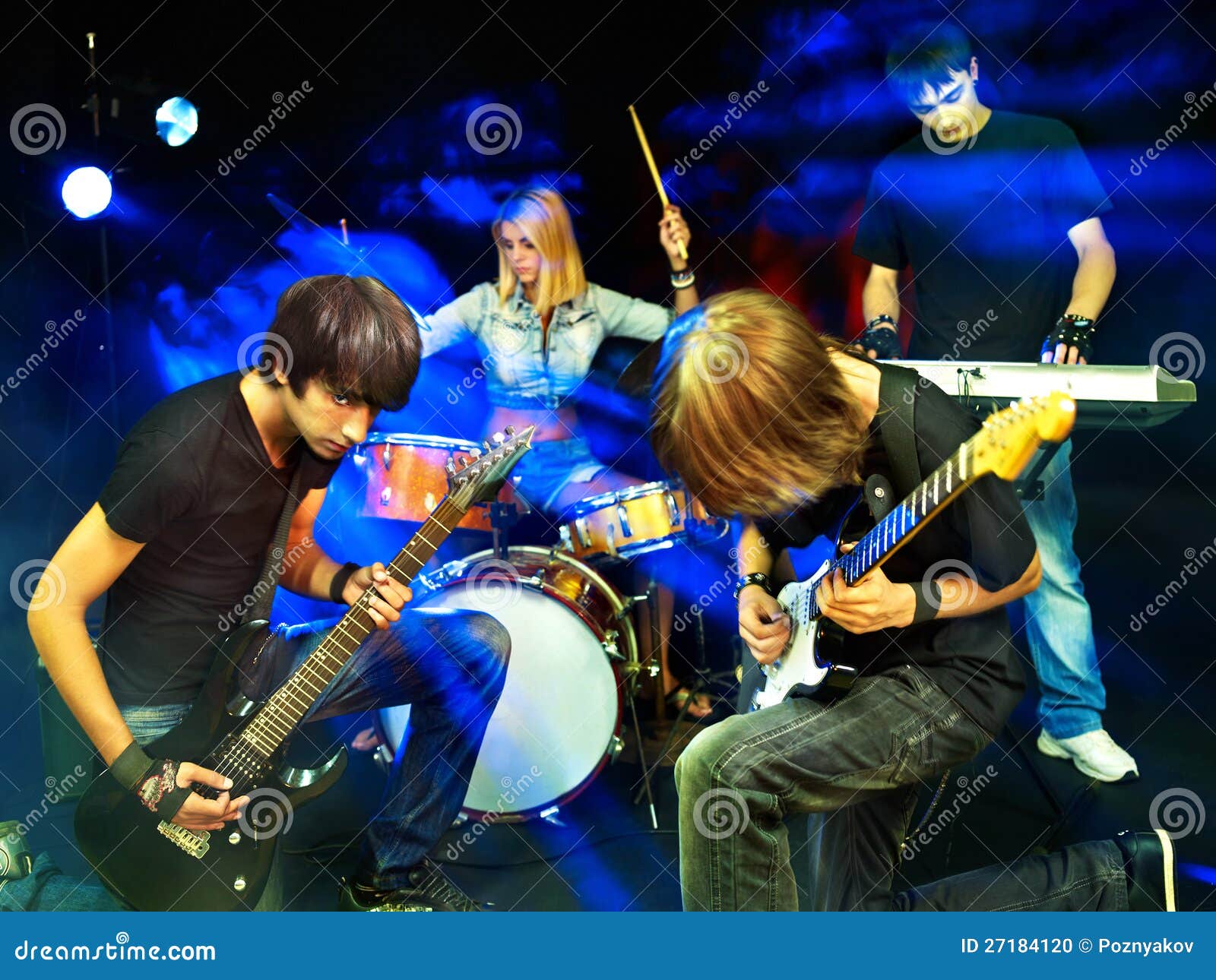 Group People Playing Guitar. Stock Photo - Image of event, nightclub ...