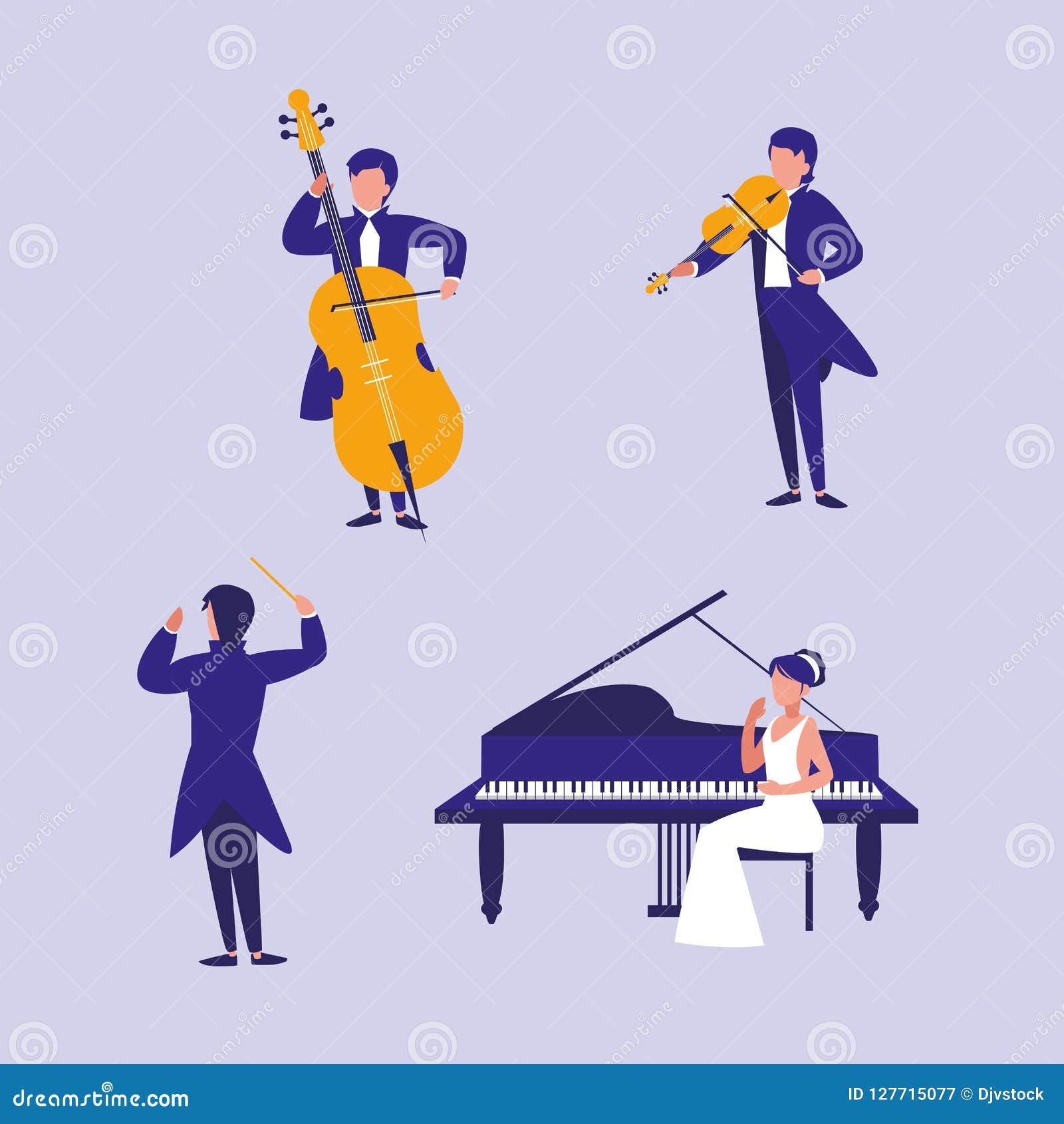 Group of People Playing Instruments Musical Stock Vector - Illustration ...