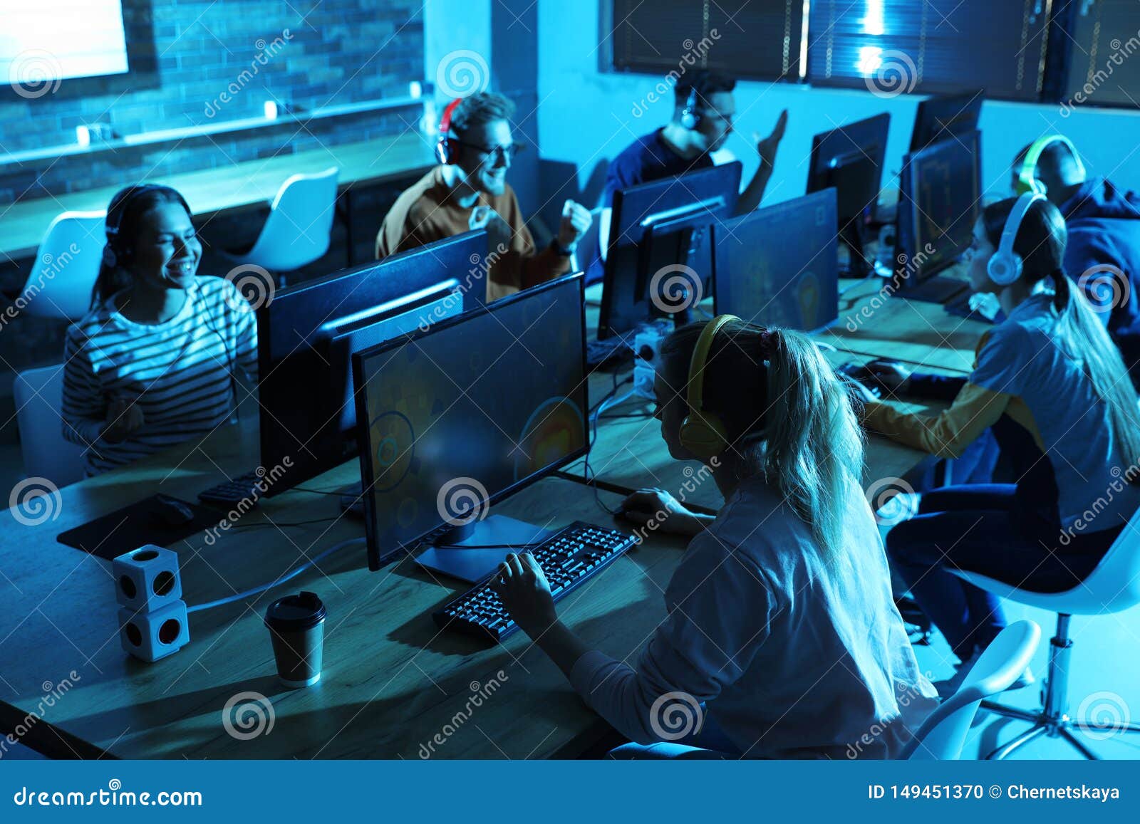 Group of People Playing Video Games Stock Photo - Image of online ...